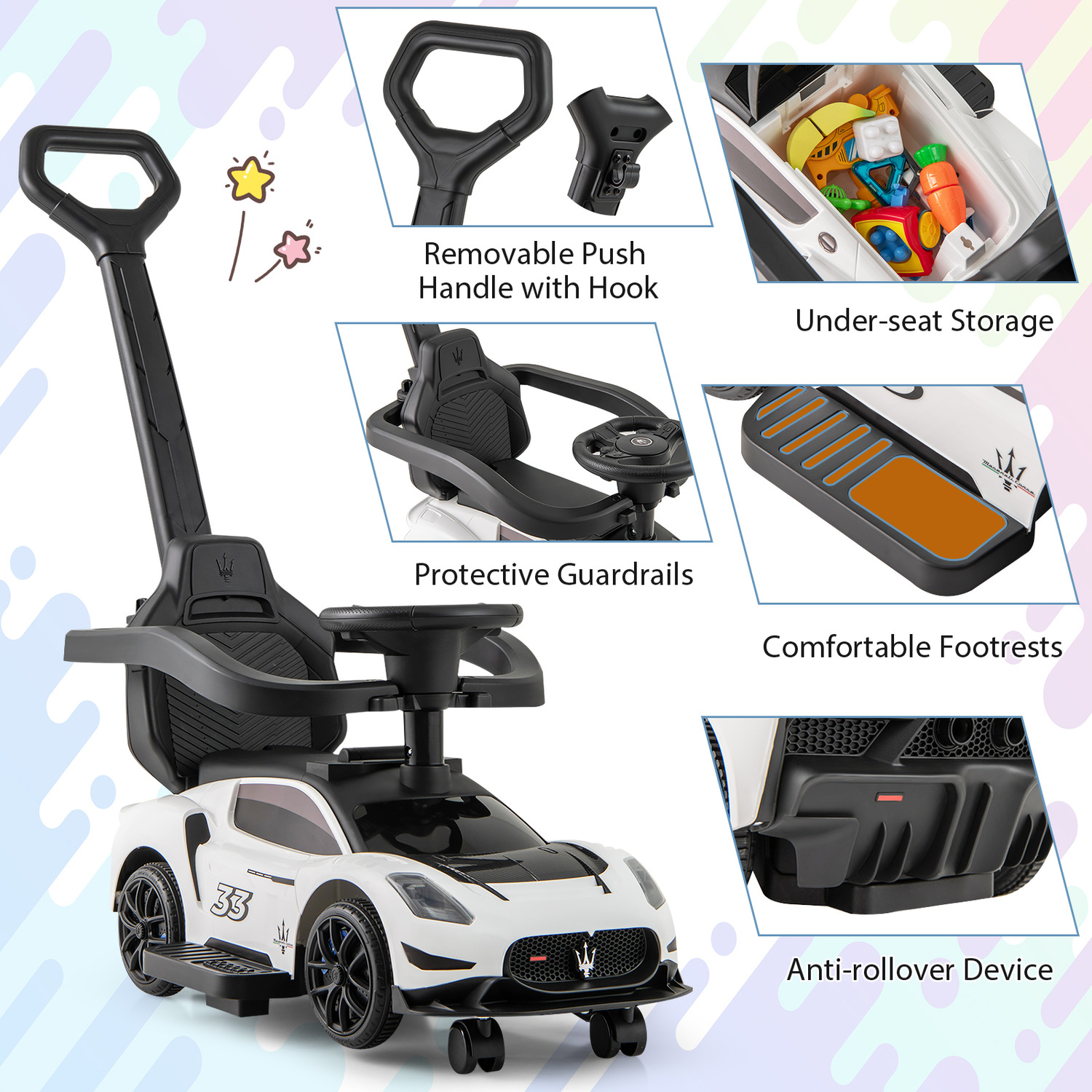 3-in-1 Ride on Push Car Foot to Floor Sliding Car