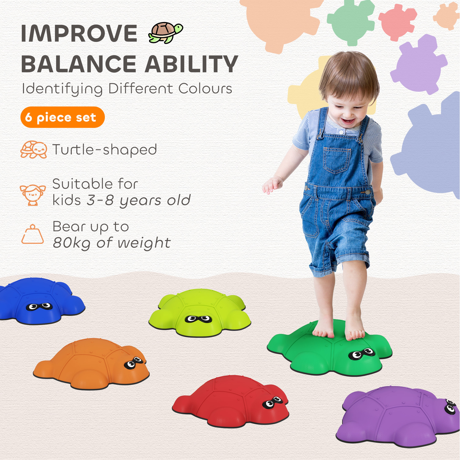 AIYAPLAY Kids Turtle-Shaped Stackable River Stones