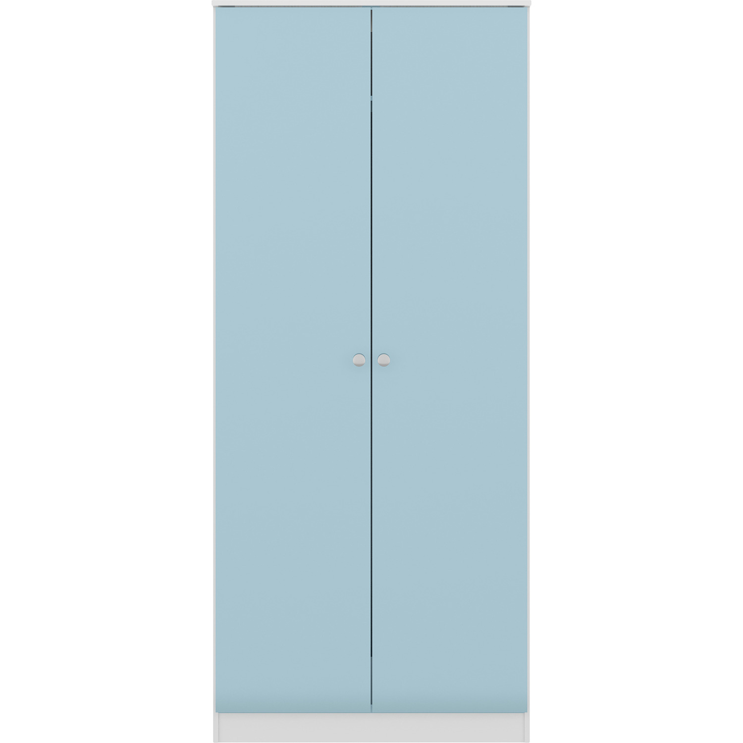 Denver 2 Door Wardrobe - White and Blue Gloss