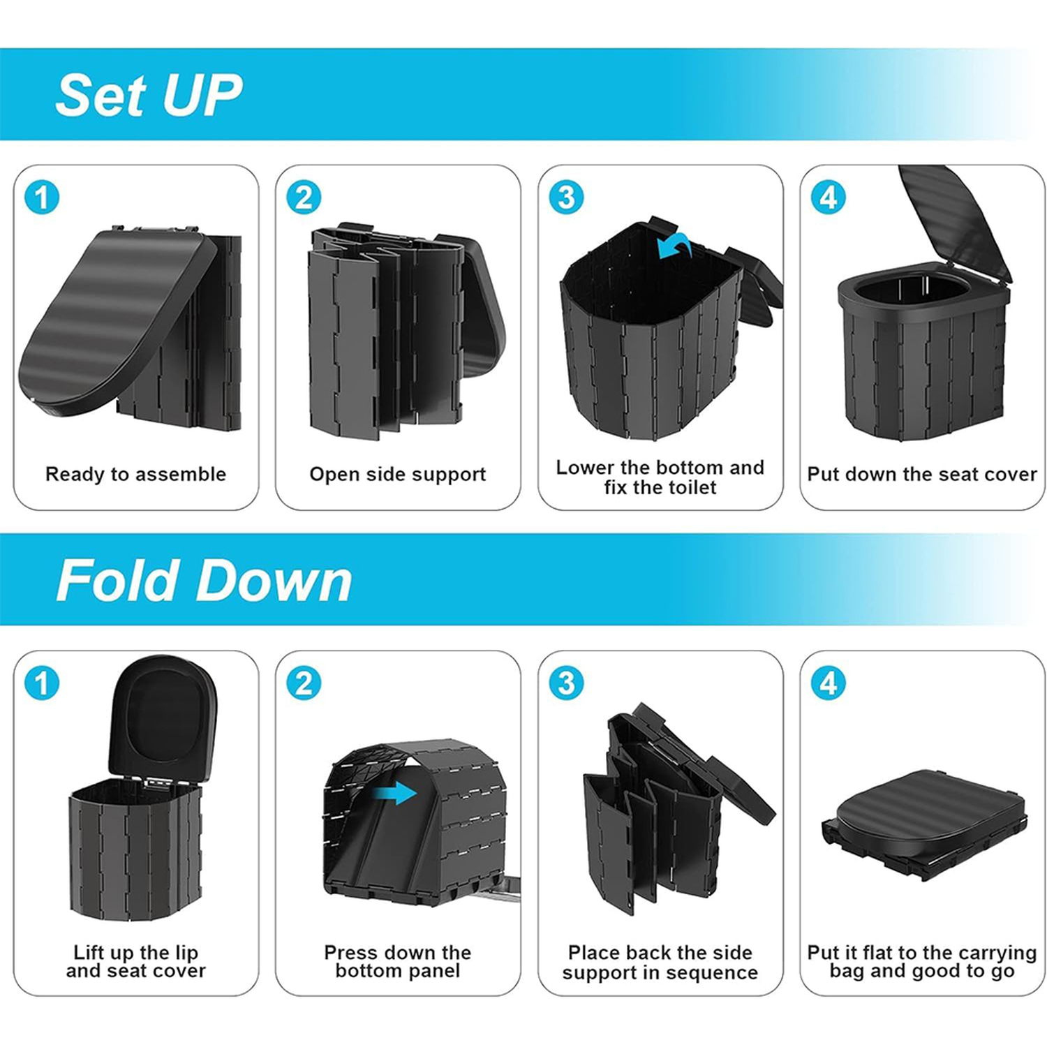 Folding Portable Outdoor Camping Travel Toilet
