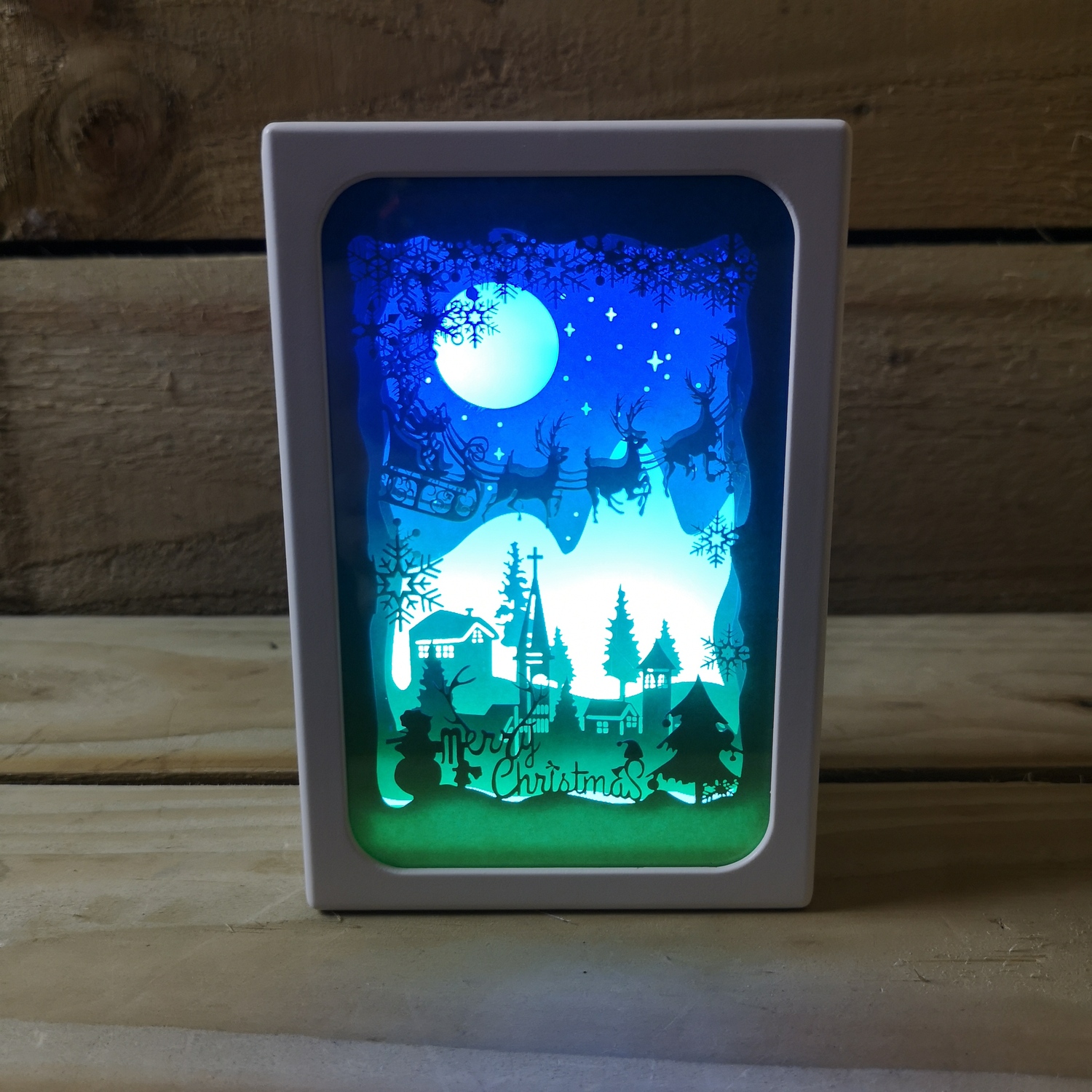 Battery Operated Light up Diorama Moonlight Santa Sleigh