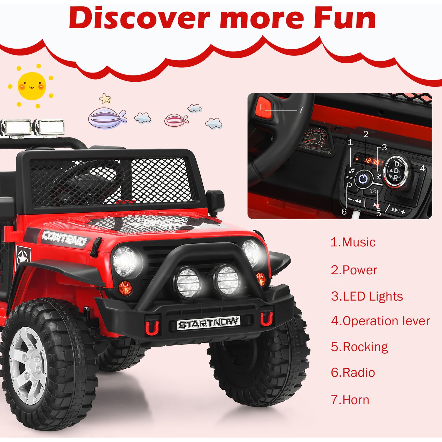 Costway Electric Children Ride-On Truck-Red