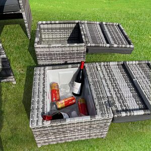 8 Seater Cube Garden Furniture Set with Ice Bucket Storage Stool