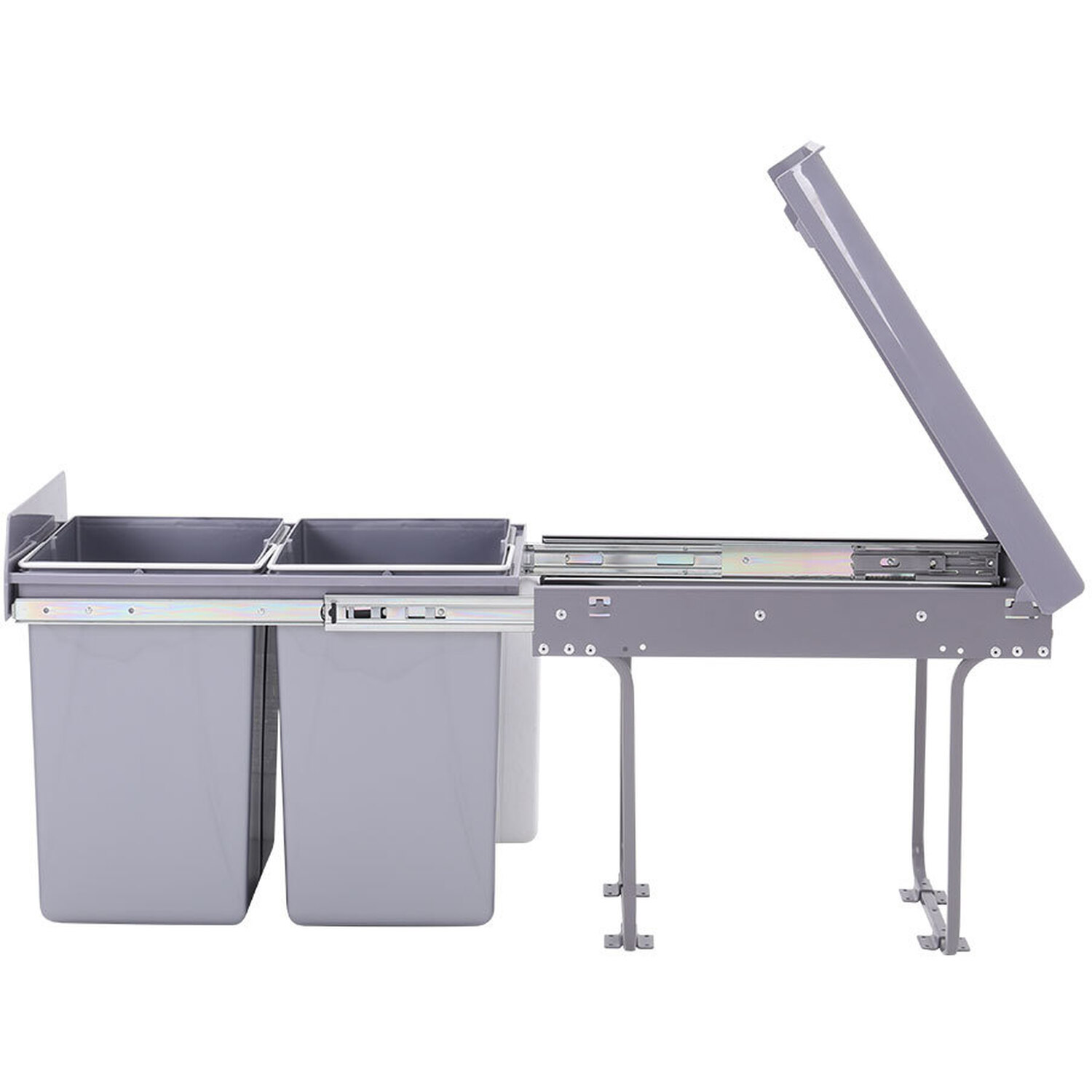 Integrated Recycling Pull Out Kitchen Waste Bin, 40L