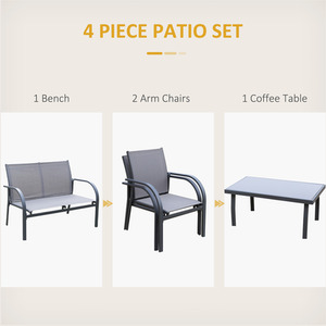 Outsunny 4 Piece Curved Steel Outdoor Dining Set