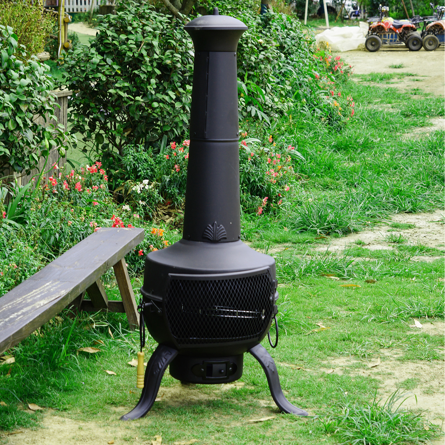 Large Garden Patio Chiminea Wood Log Burner Fire Pit BBQ Heater