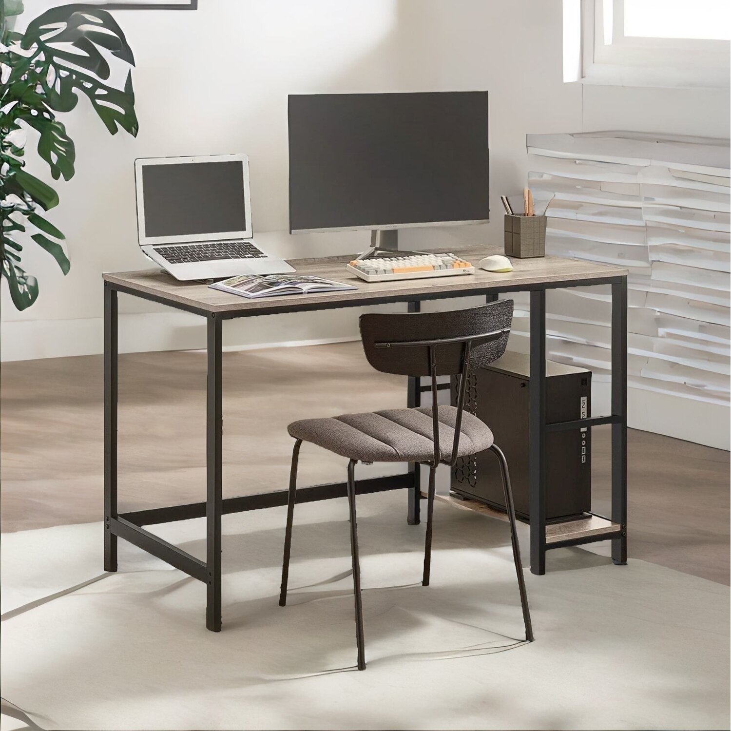 Industrial 120CM Wide Computer Desk With 2 Shelves