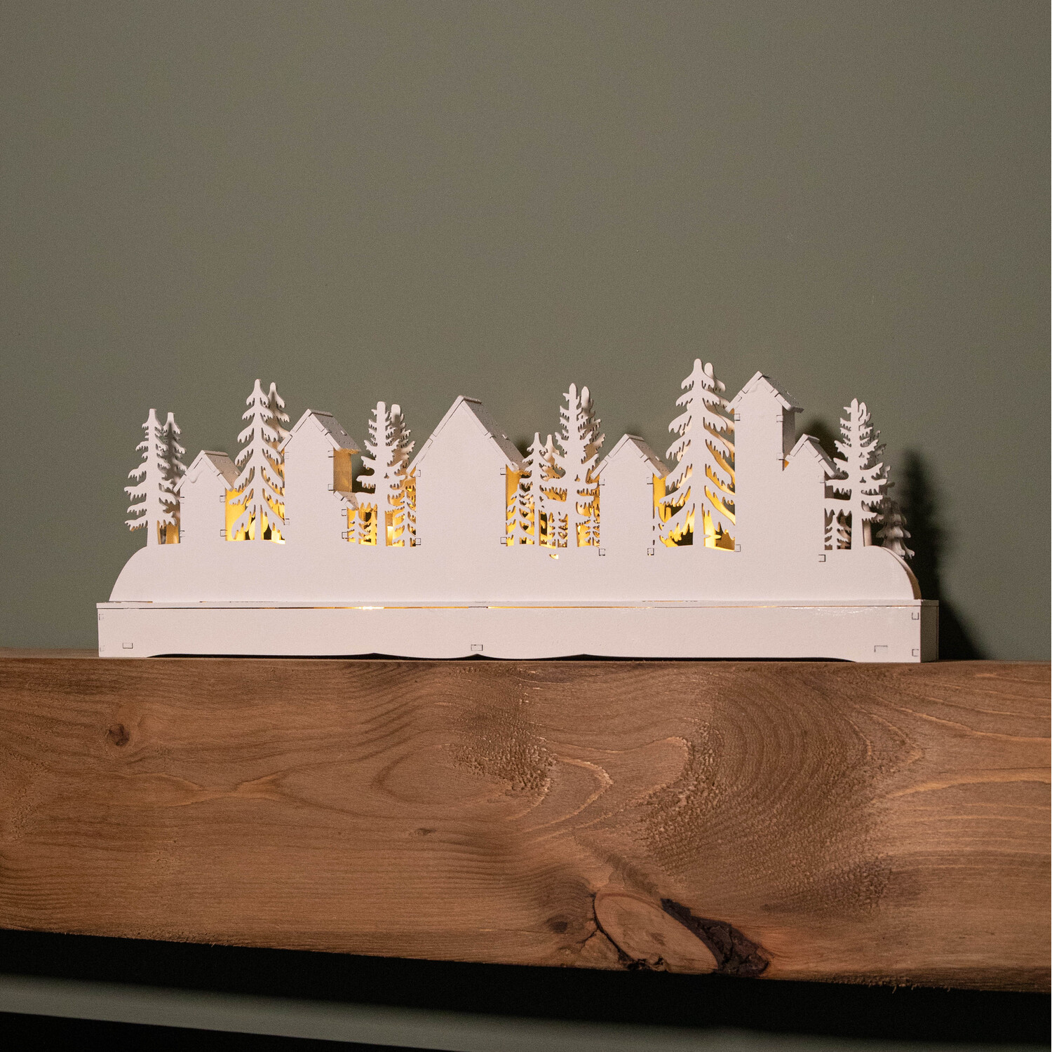 Battery Operated Light up Wooden House Scene