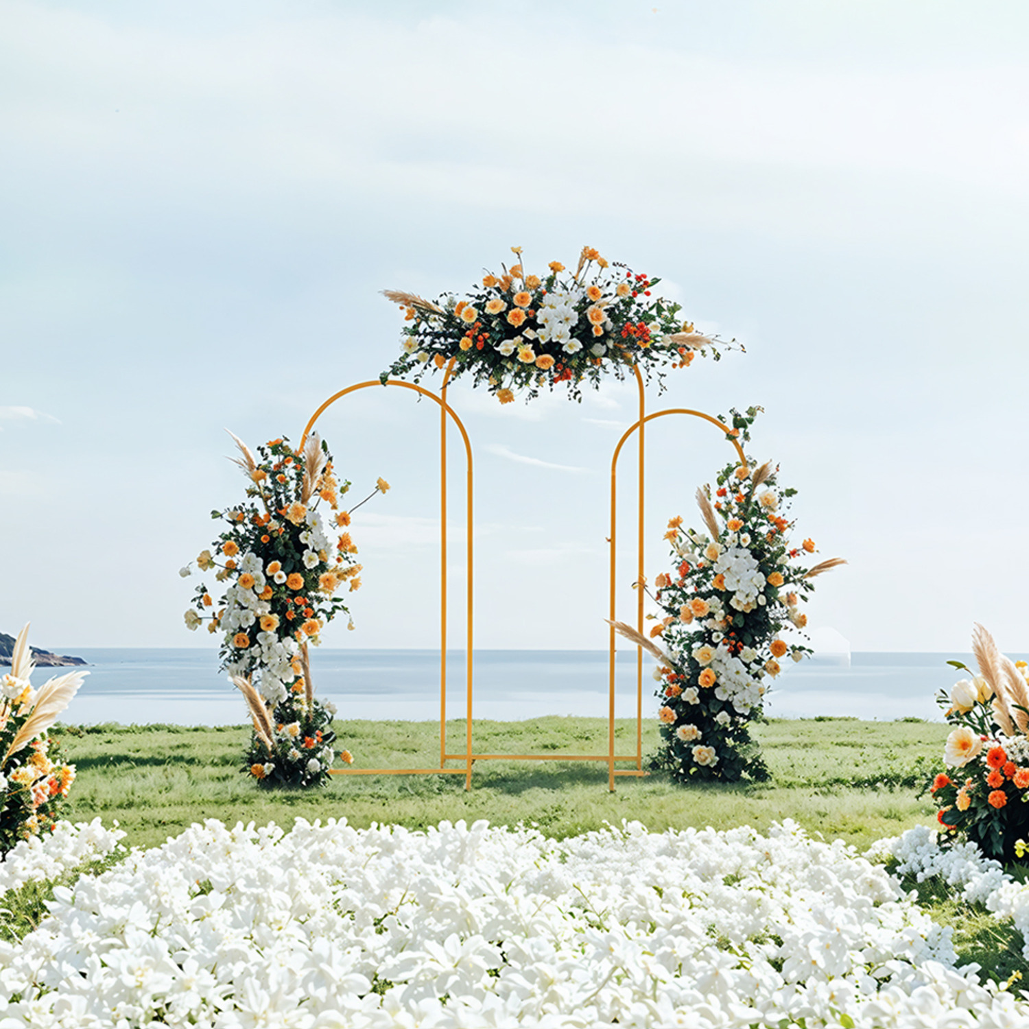 3-Piece Carbon Steel Arched Wedding Backdrop Stand