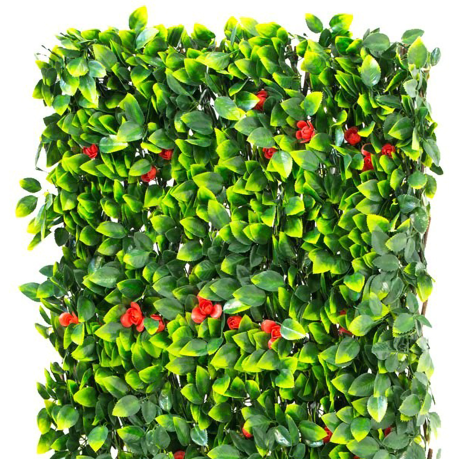 Extendable Artificial Flower Outdoor Screening Trellis (Red) 1m x 2m