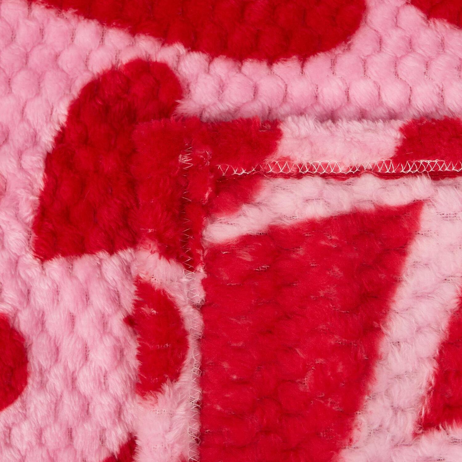 Heart Print Waffle Fleece Throw
