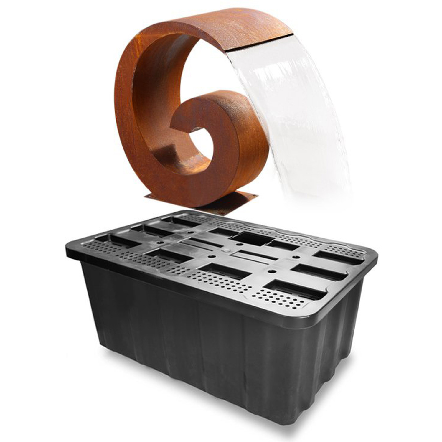 Sentosa Corten Steel Cascade Water Feature with Reservoir H65