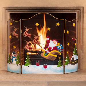 Santa with Sleigh Christmas Fireguard Fireplace Screen