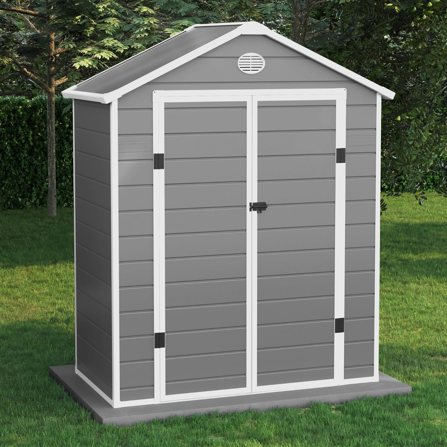 Kingston Apex Plastic Shed Light Grey With Floor