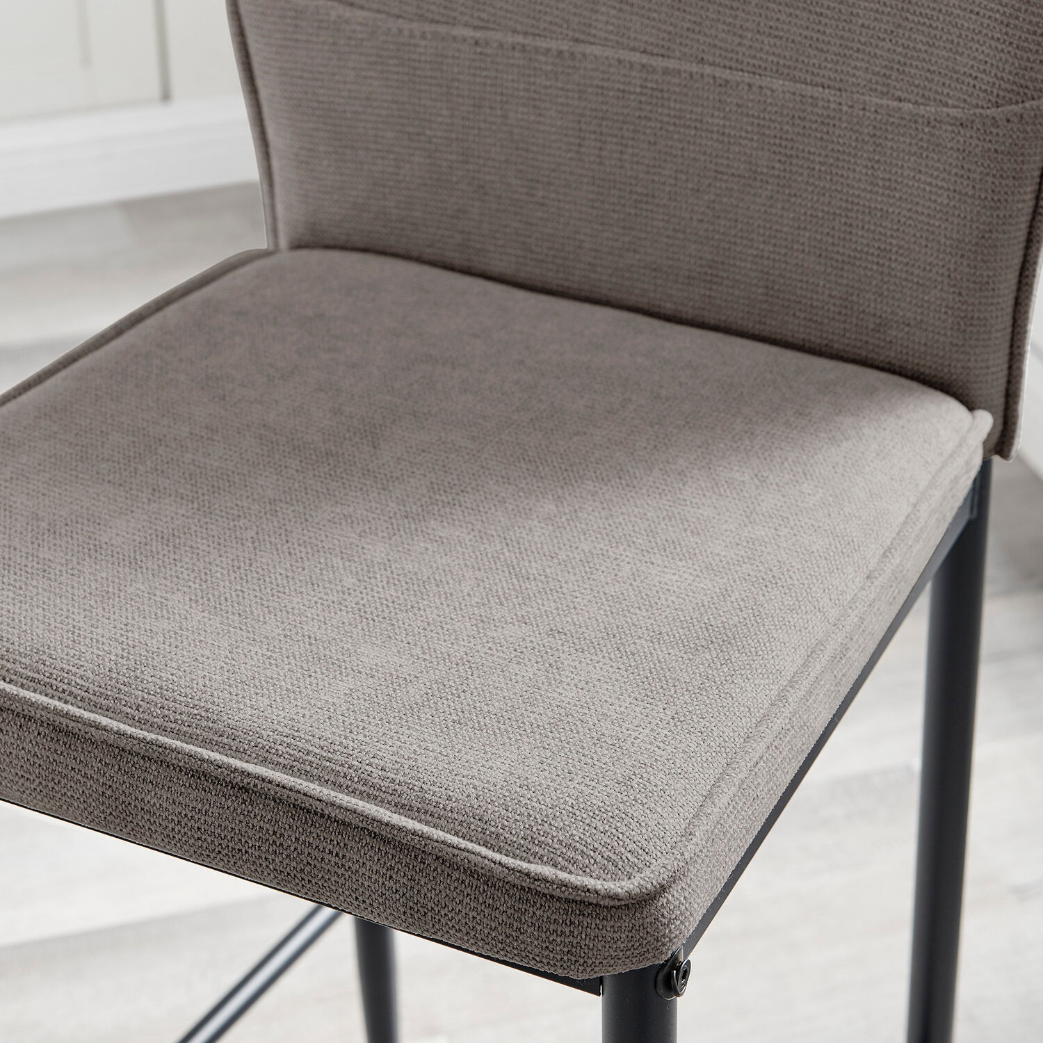 2x Nika Fabric Upholstered Kitchen Breakfast Bar Chair Black Legs