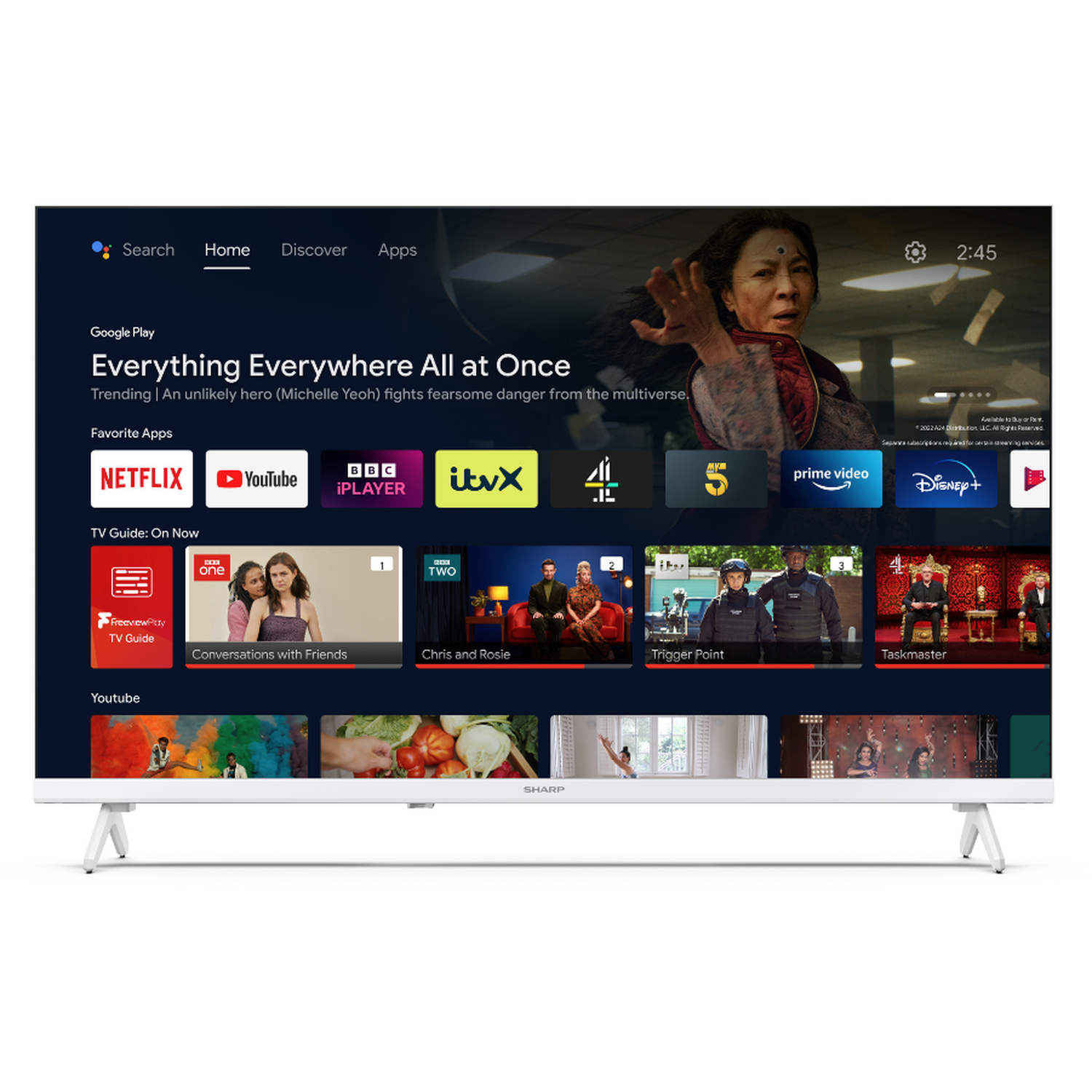 SHARP 32FH2KW 32 Inch HD Ready Android Smart TV - White