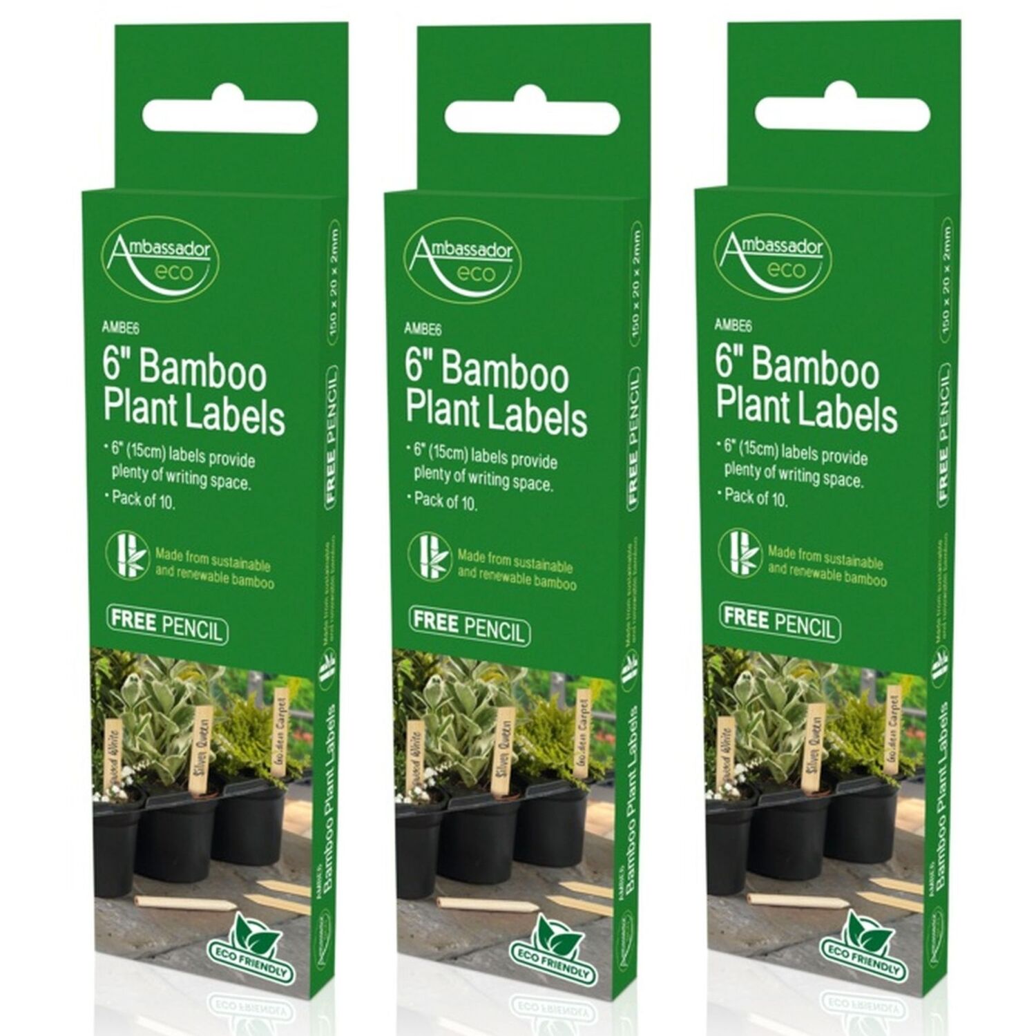 10 Wooden Bamboo Plant Labels With Pencil Plant Pot Markers 15cm