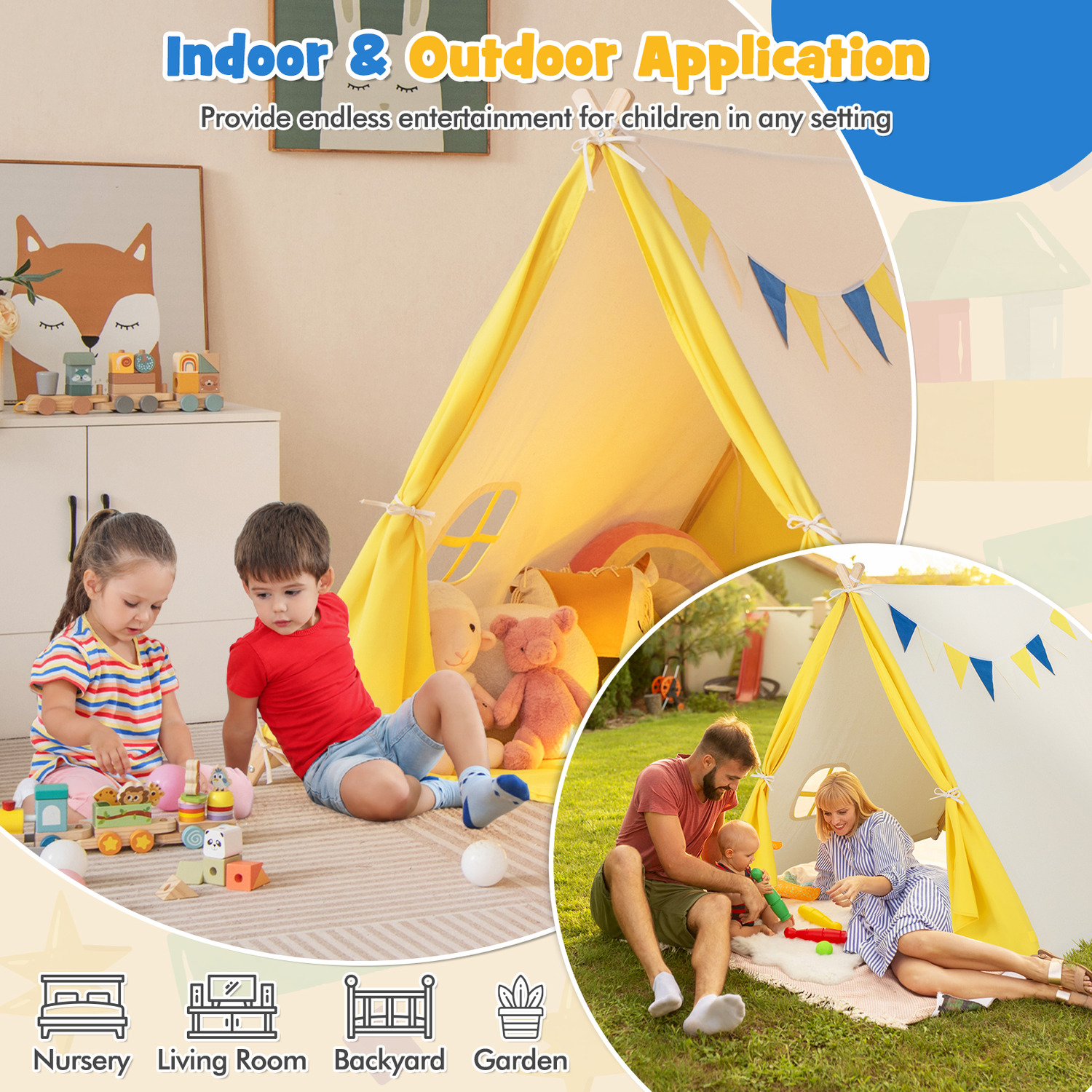 Kids Large Triangular Playhouse Tent