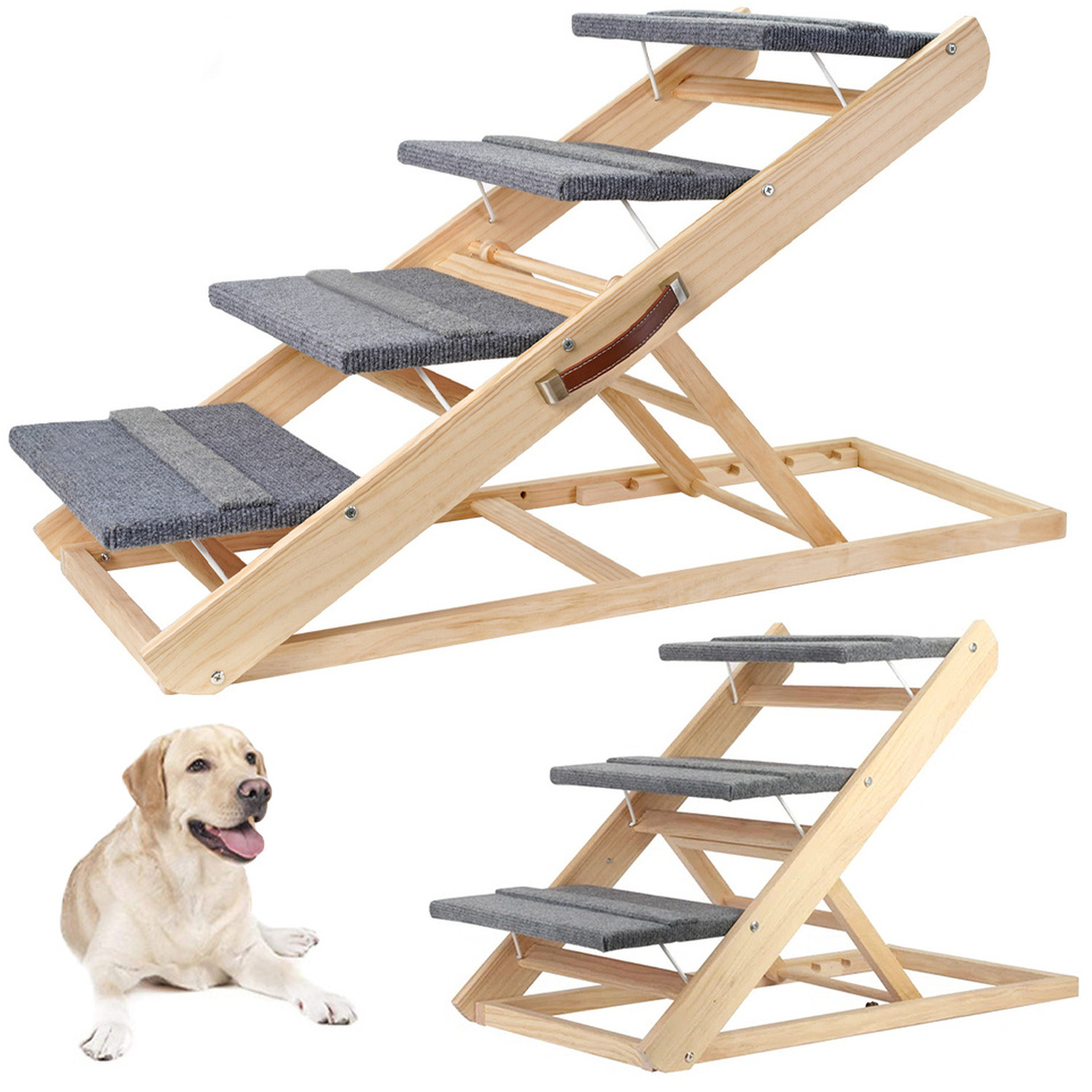 3-Step Foldable Wooden Pet Stair