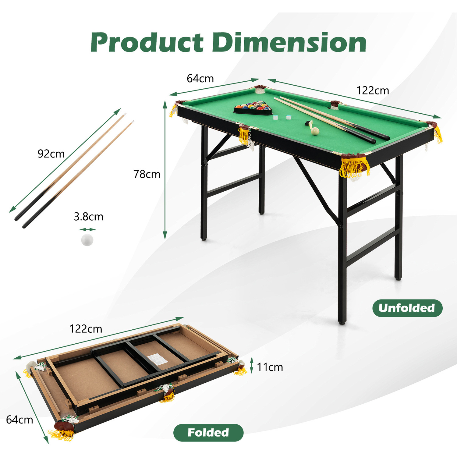 122cm Folding Billiards Table