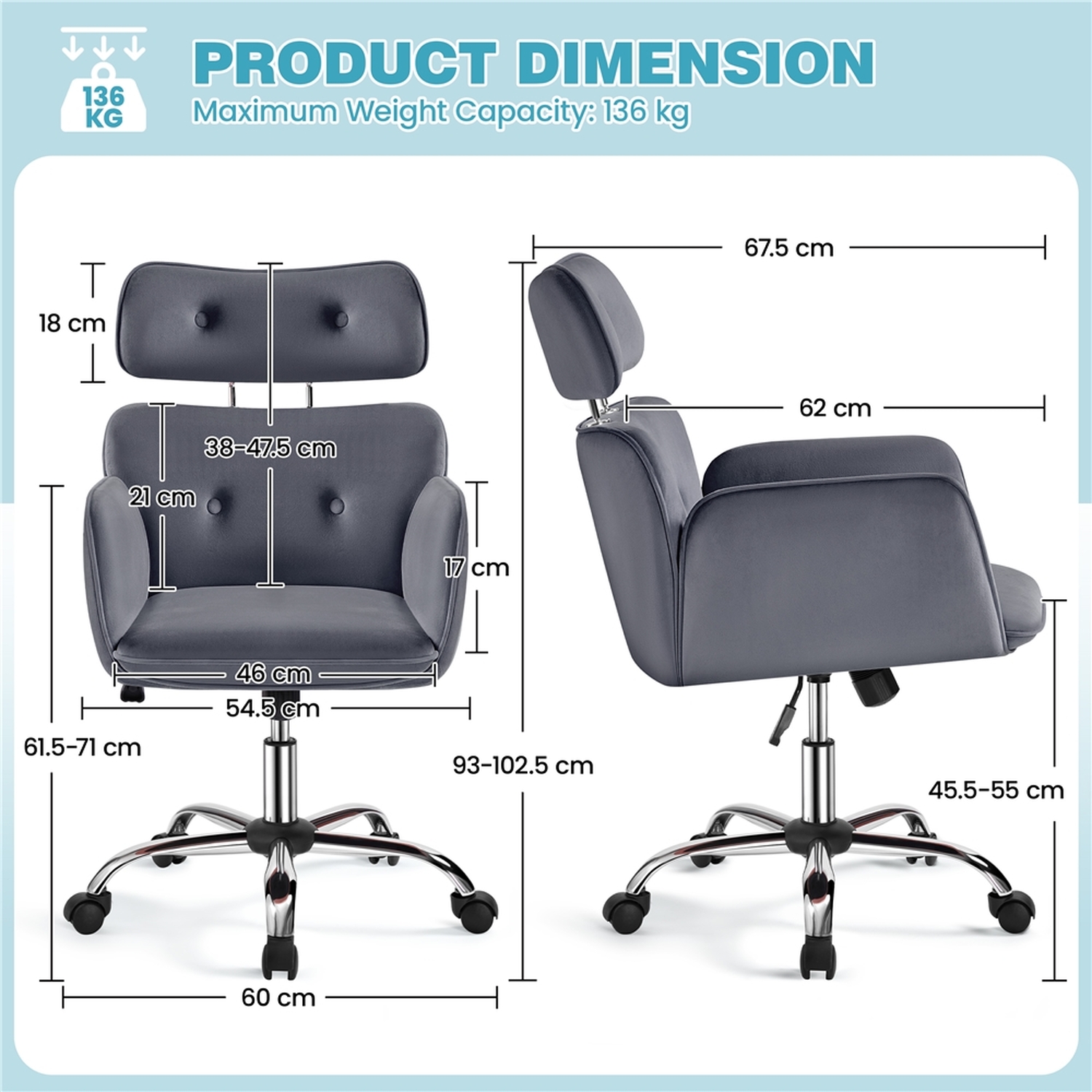 Rolling Swivel Computer Chair Vanity Chair