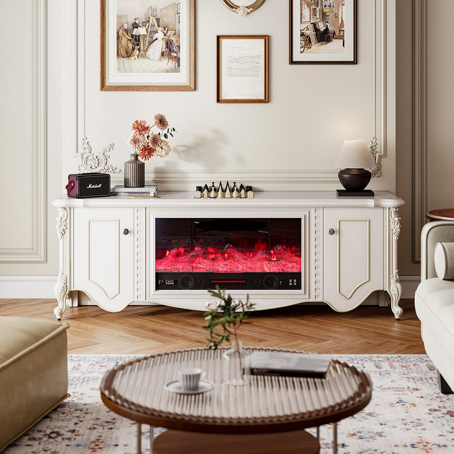 TV Stand Flame Adjustable Electric Fireplace