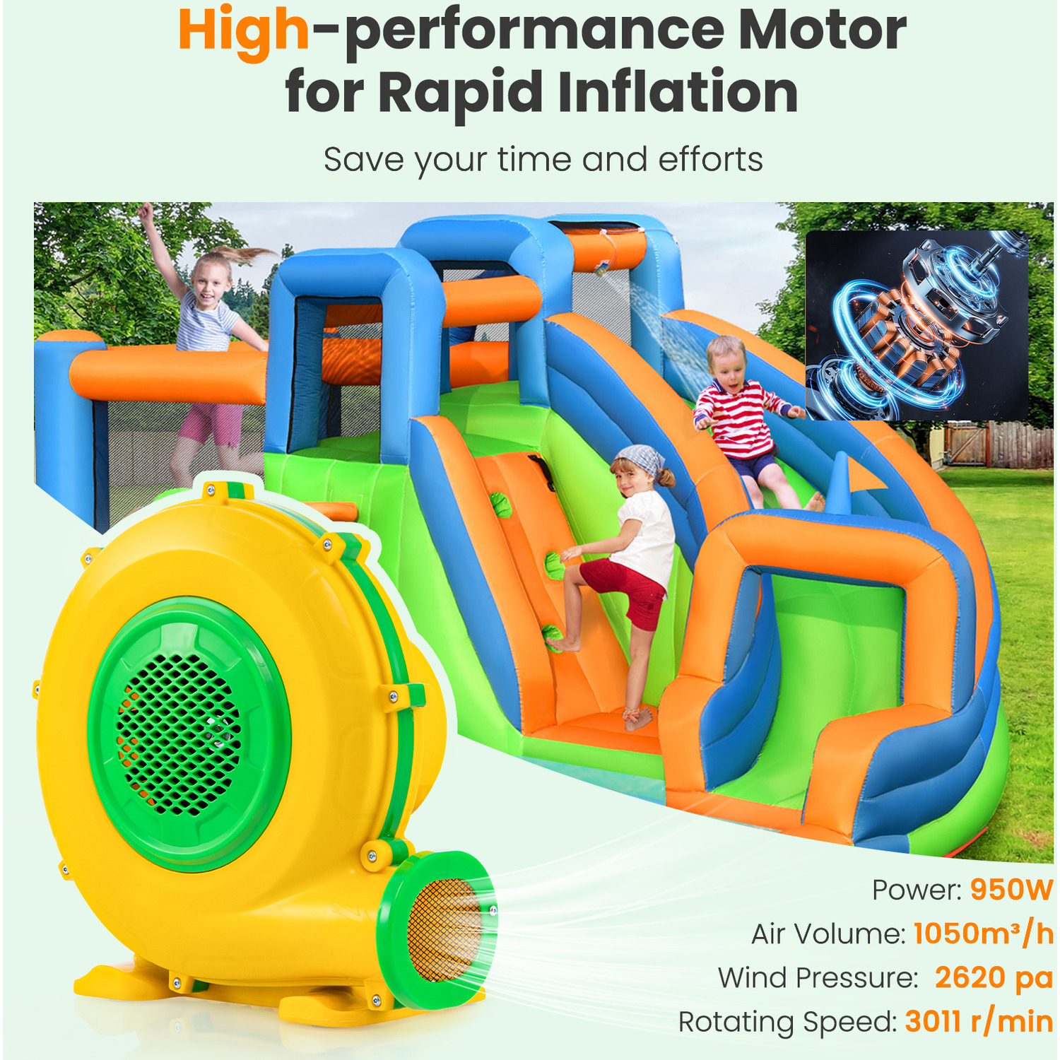 950W Inflatable Blower Air Blower for Bounce House