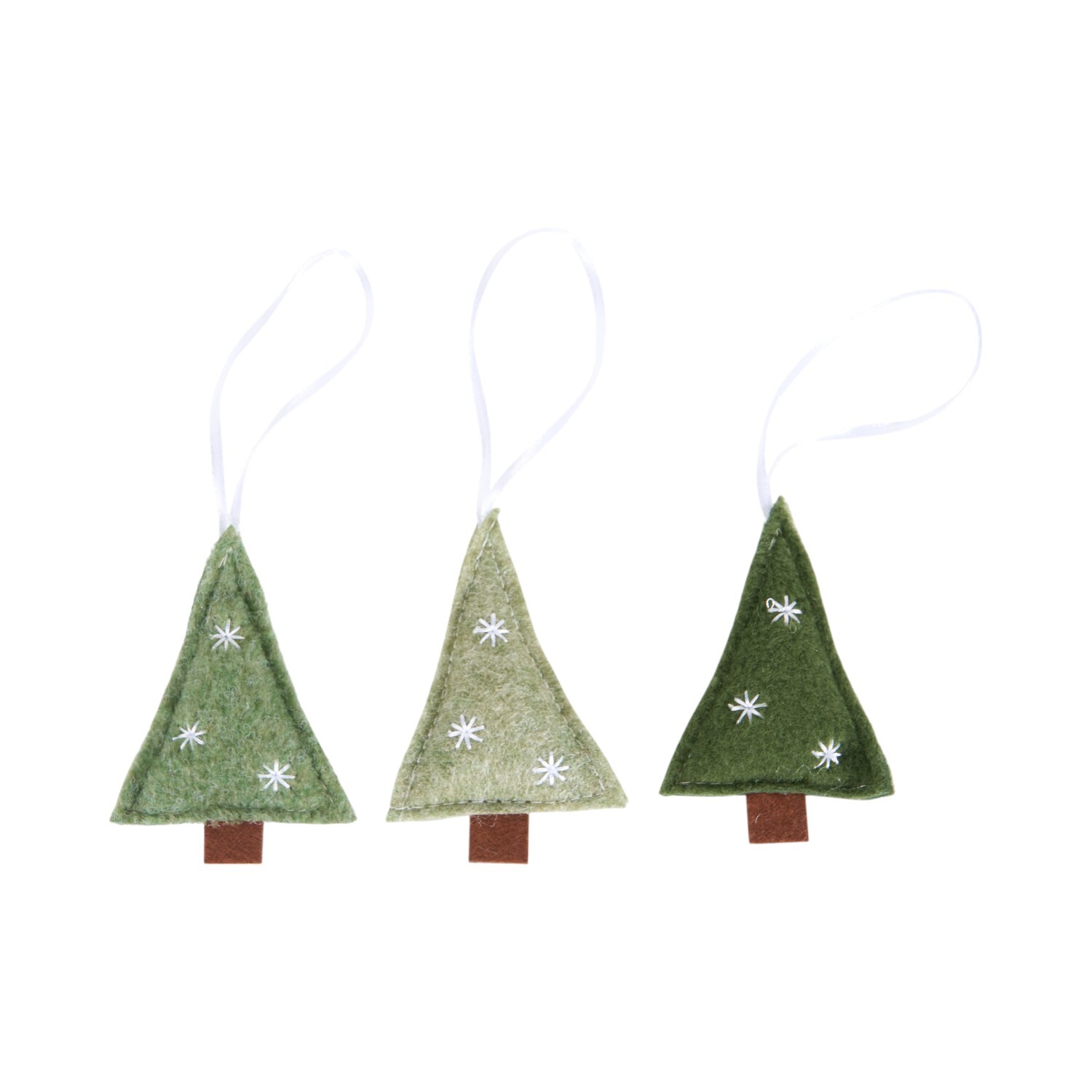 Set of 9 Hanging Felt Tree Decorations