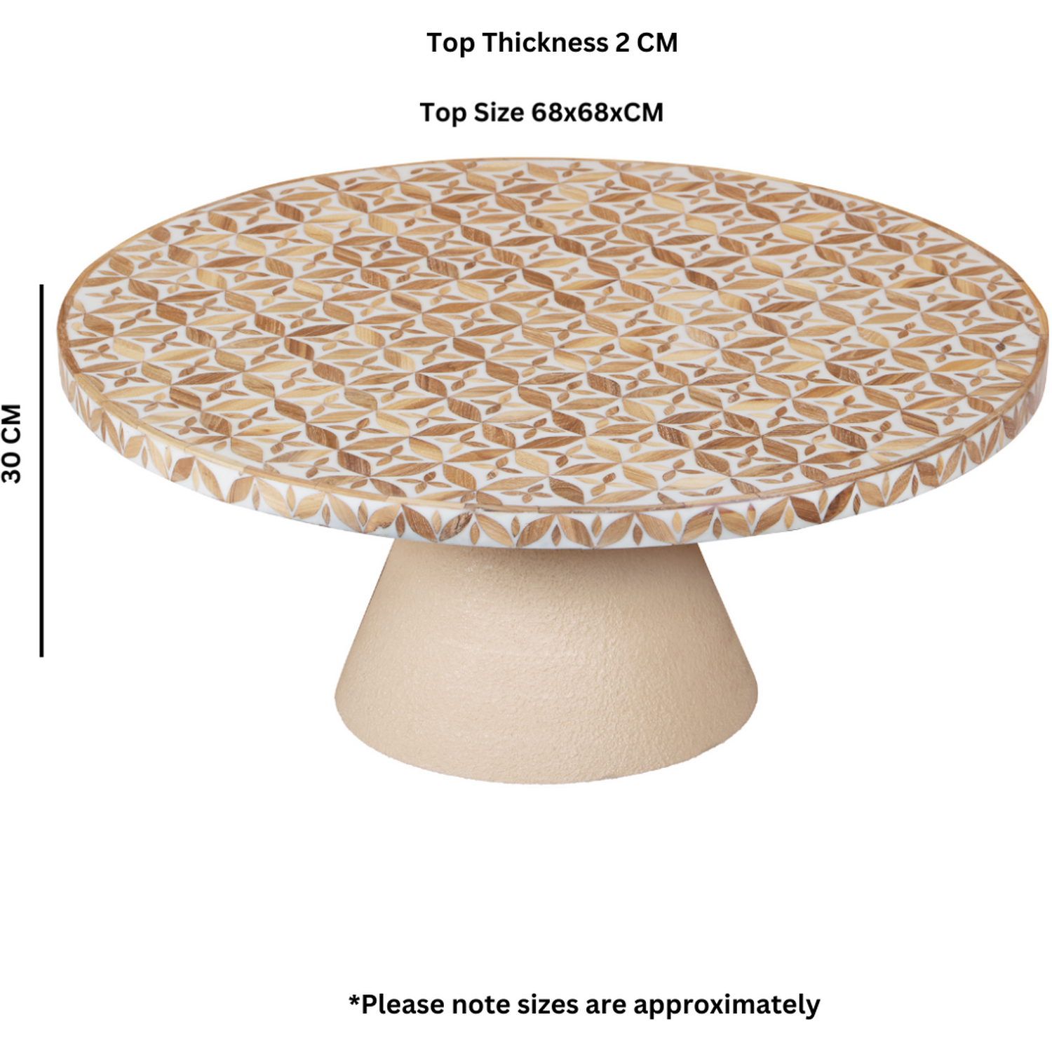 Inlay Acacia Wood Floral Low Coffee Table