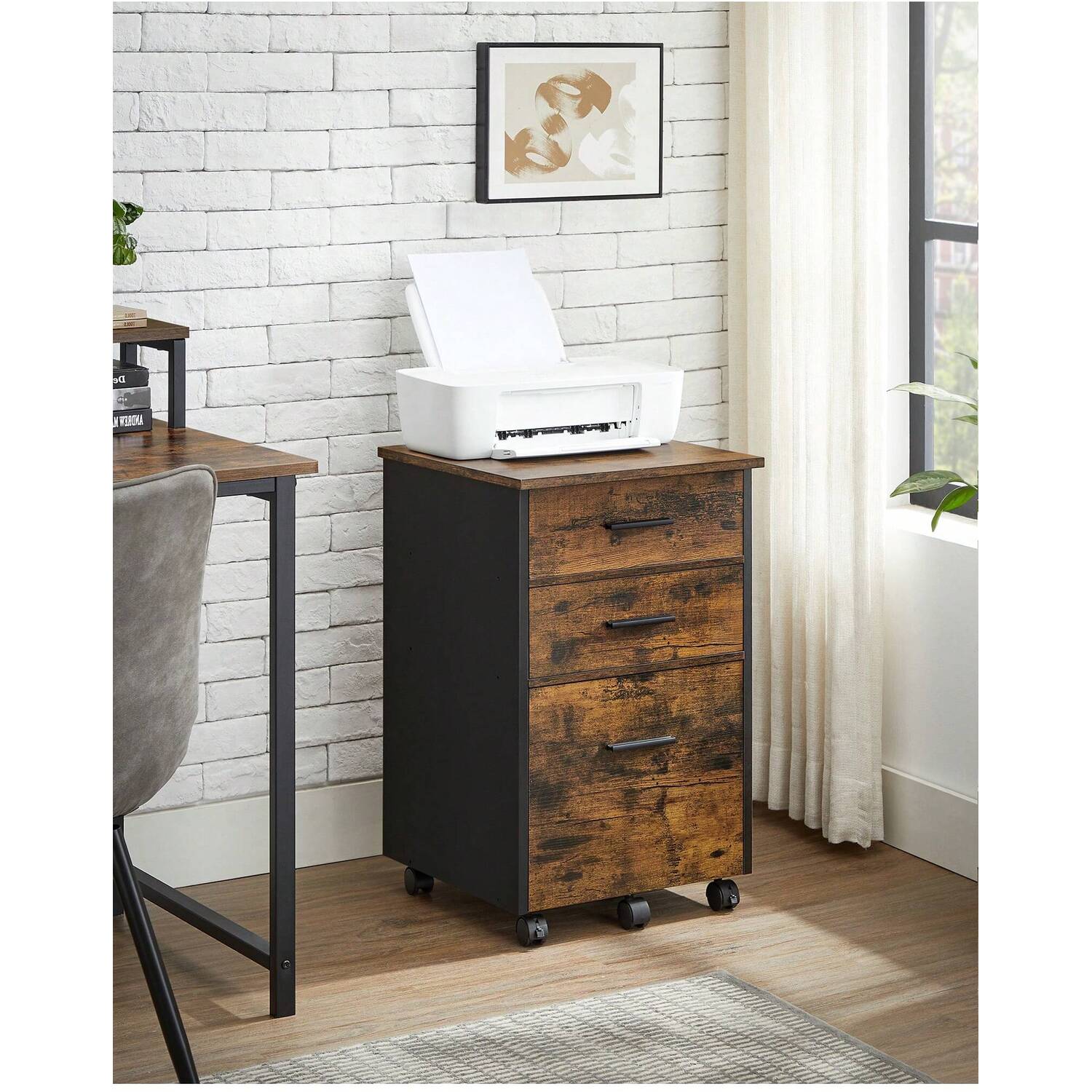 VASAGLE Rolling File Cabinet with 3 Drawers
