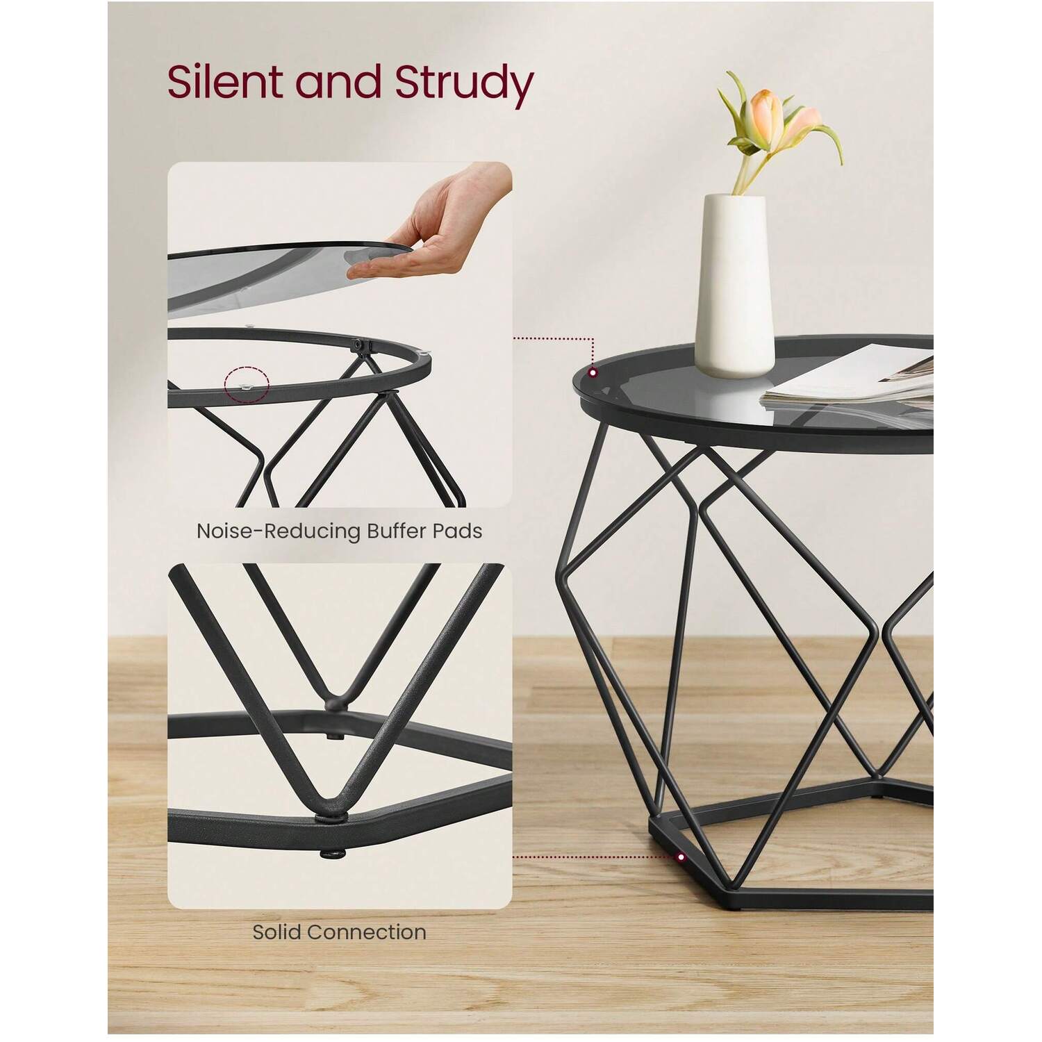 VASAGLE Set of 2 Round Coffee Tables