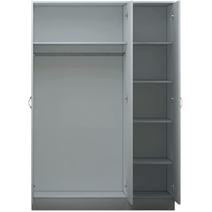 3 Door Mirrored Modern Wardrobe Grey High Gloss Bedroom Furniture