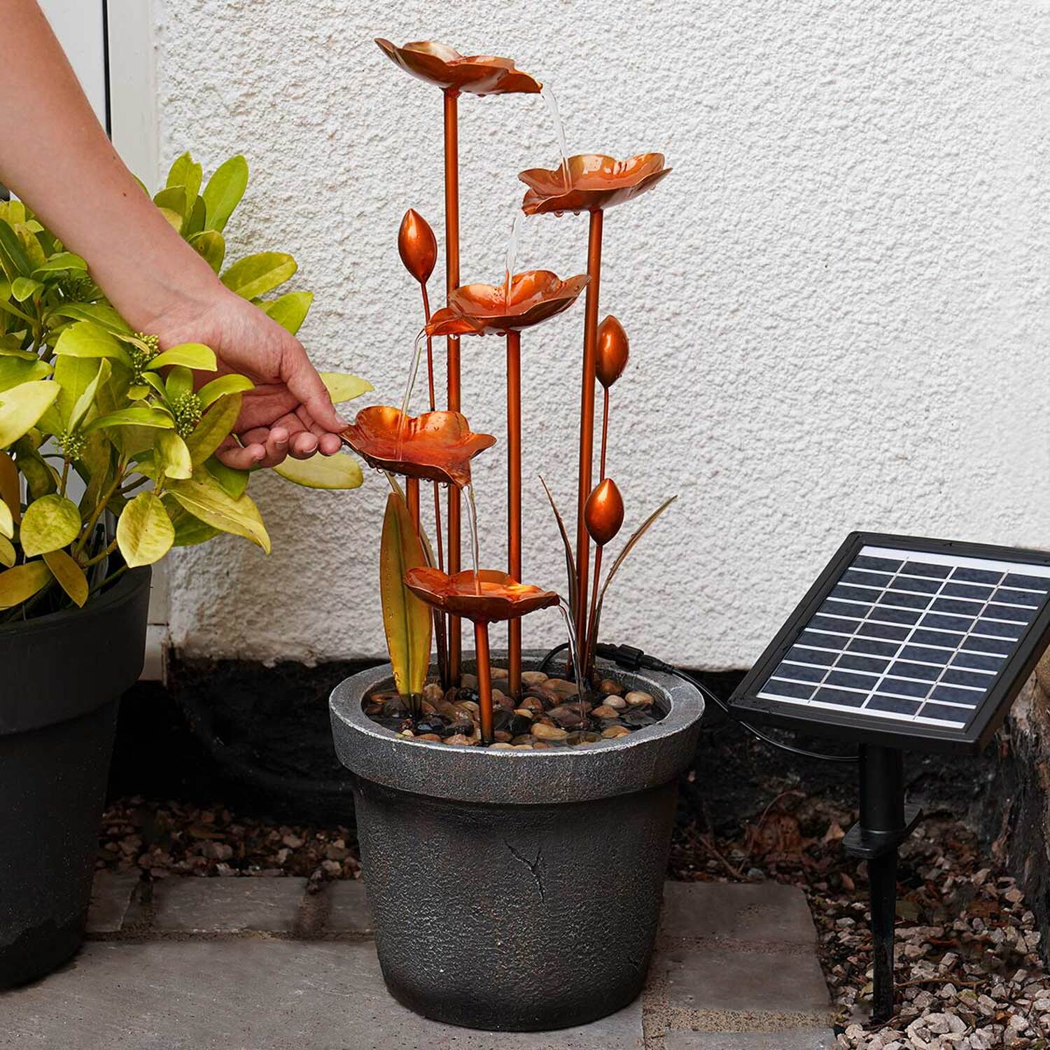Solar LED Flower Cascade Water Fountain