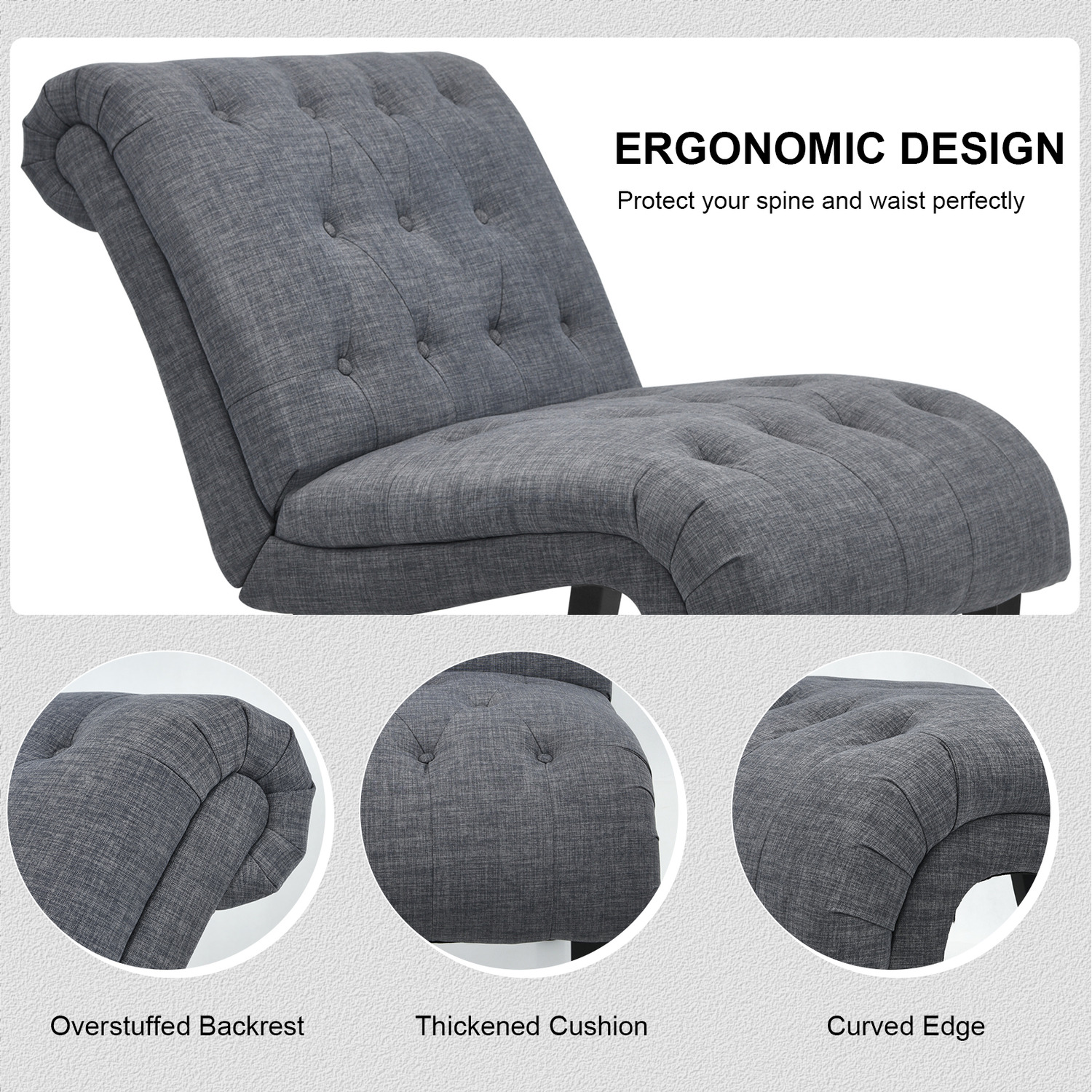 Armless Fabric Accent Chair