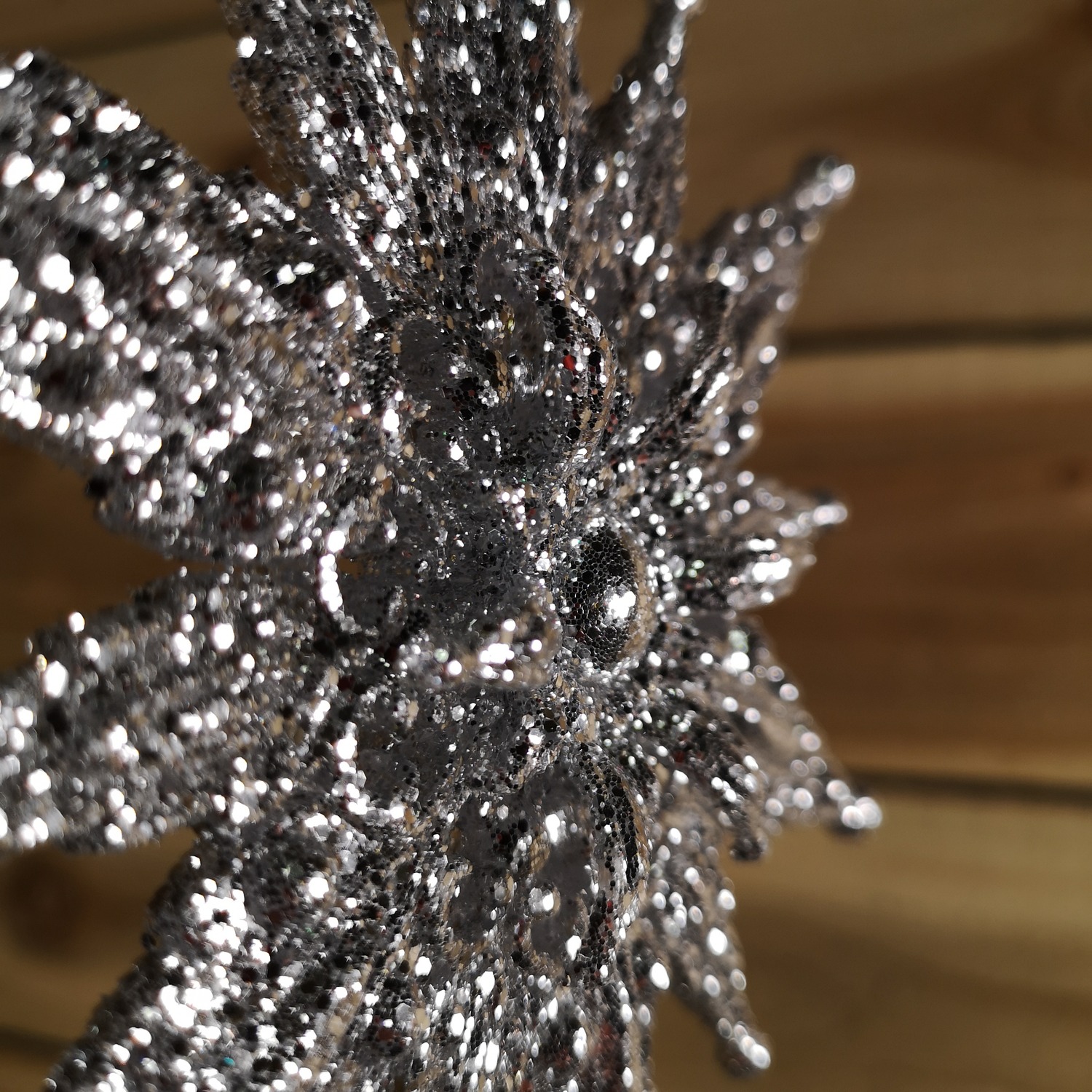 Christmas Silver Star Glitter Tree Topper
