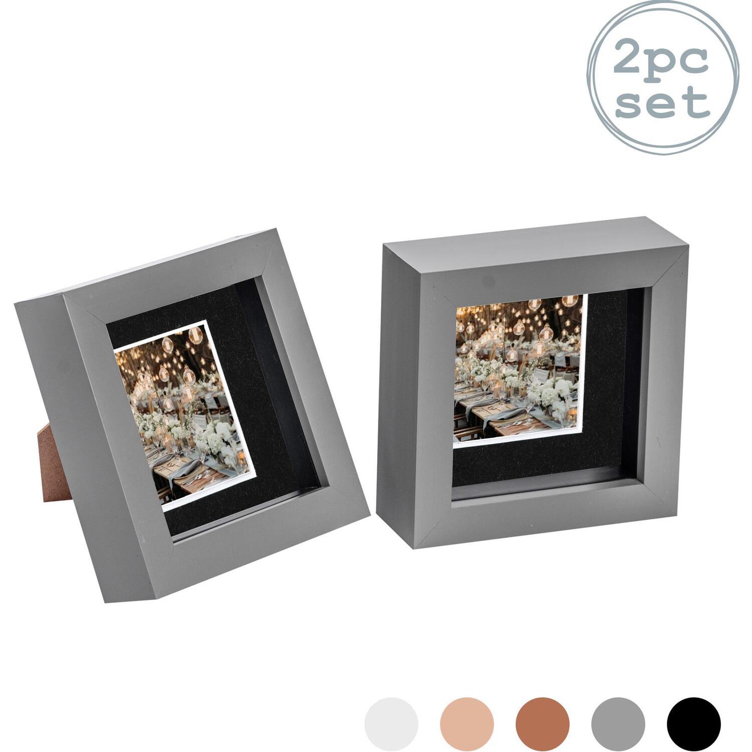 3D Box Photo Frame - 4 x 4" with 2x2" Mount - Pack of 2
