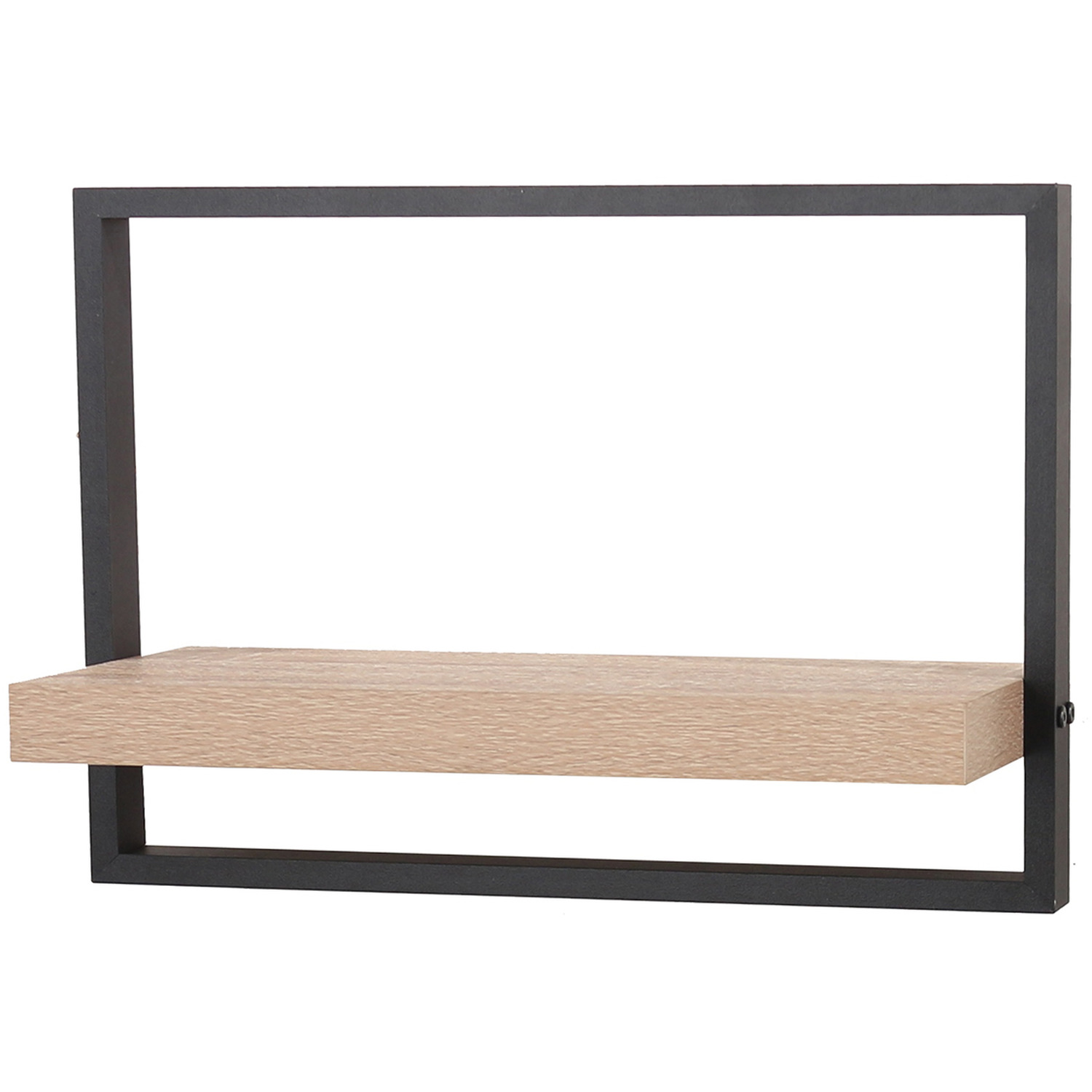 nova framed floating shelf kit - oak effect shelf with black frame