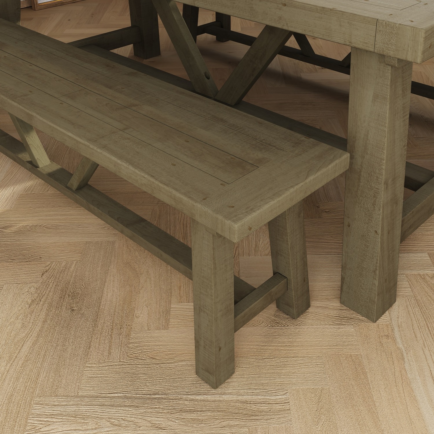 Solid Reclaimed Natural Pine 1.8M Dining Bench