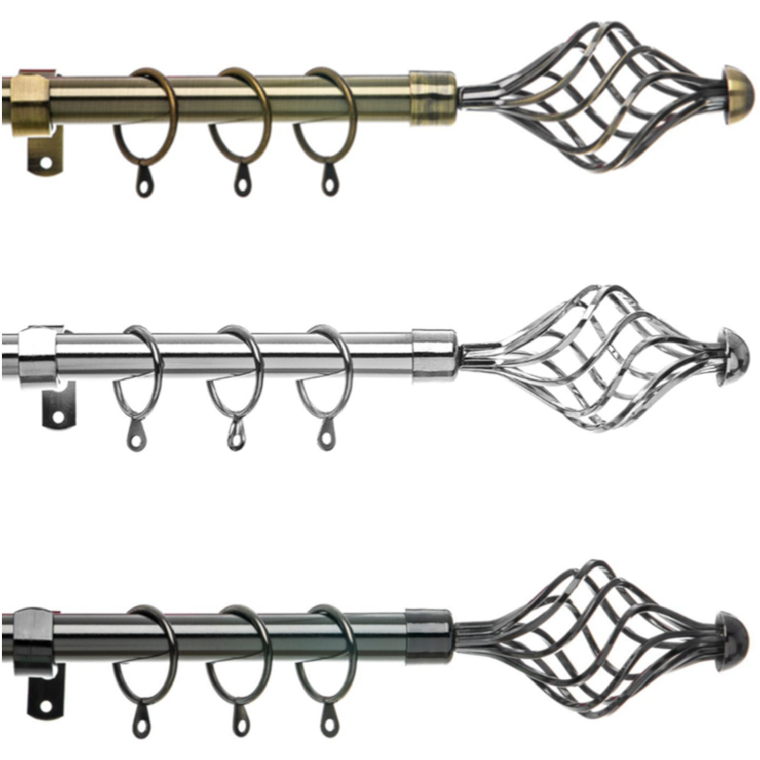 Adjustable Metal Curtain Pole Set Spiral