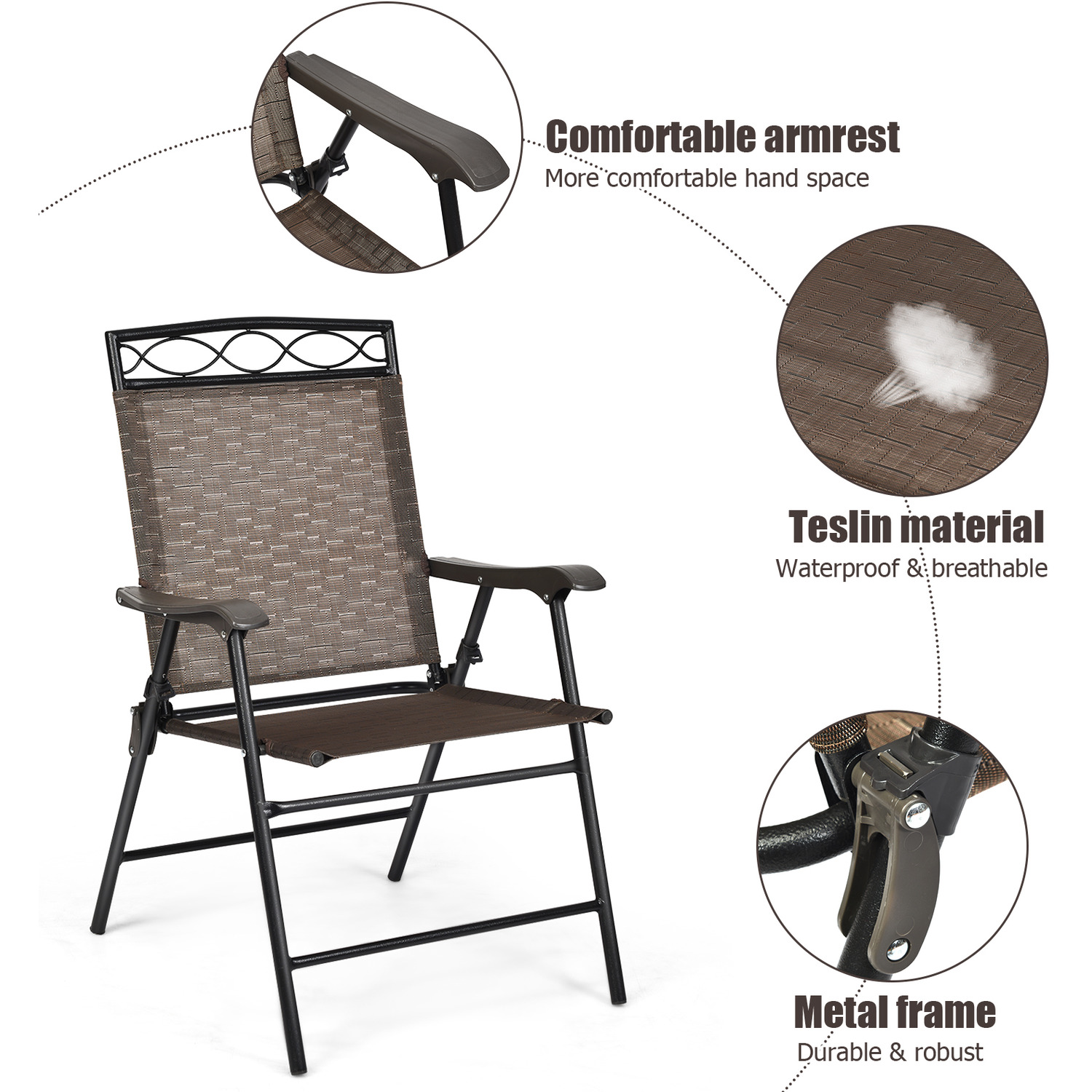 2 Piece Outdoor Dining Folding Chairs