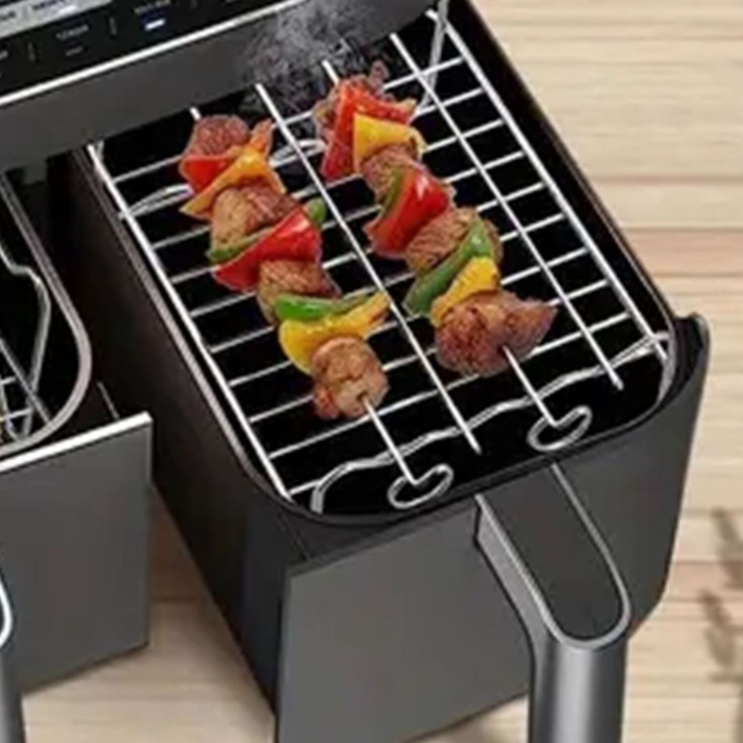 Rectangle Air Fryer Skewer Rack Grill With 4 Metal Kebab Vegetable ...