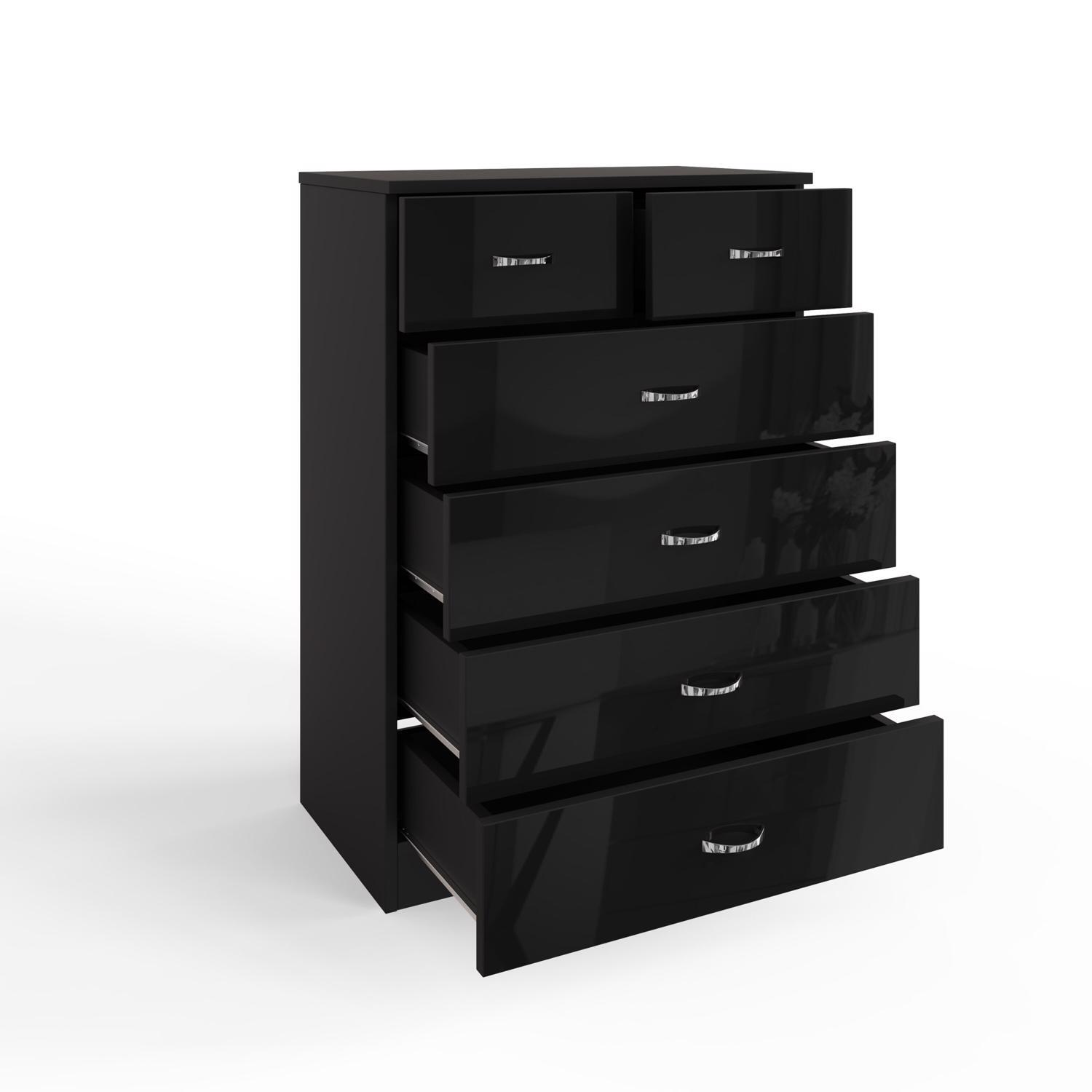 High Gloss Large 6 Drawer Chest Of Drawers