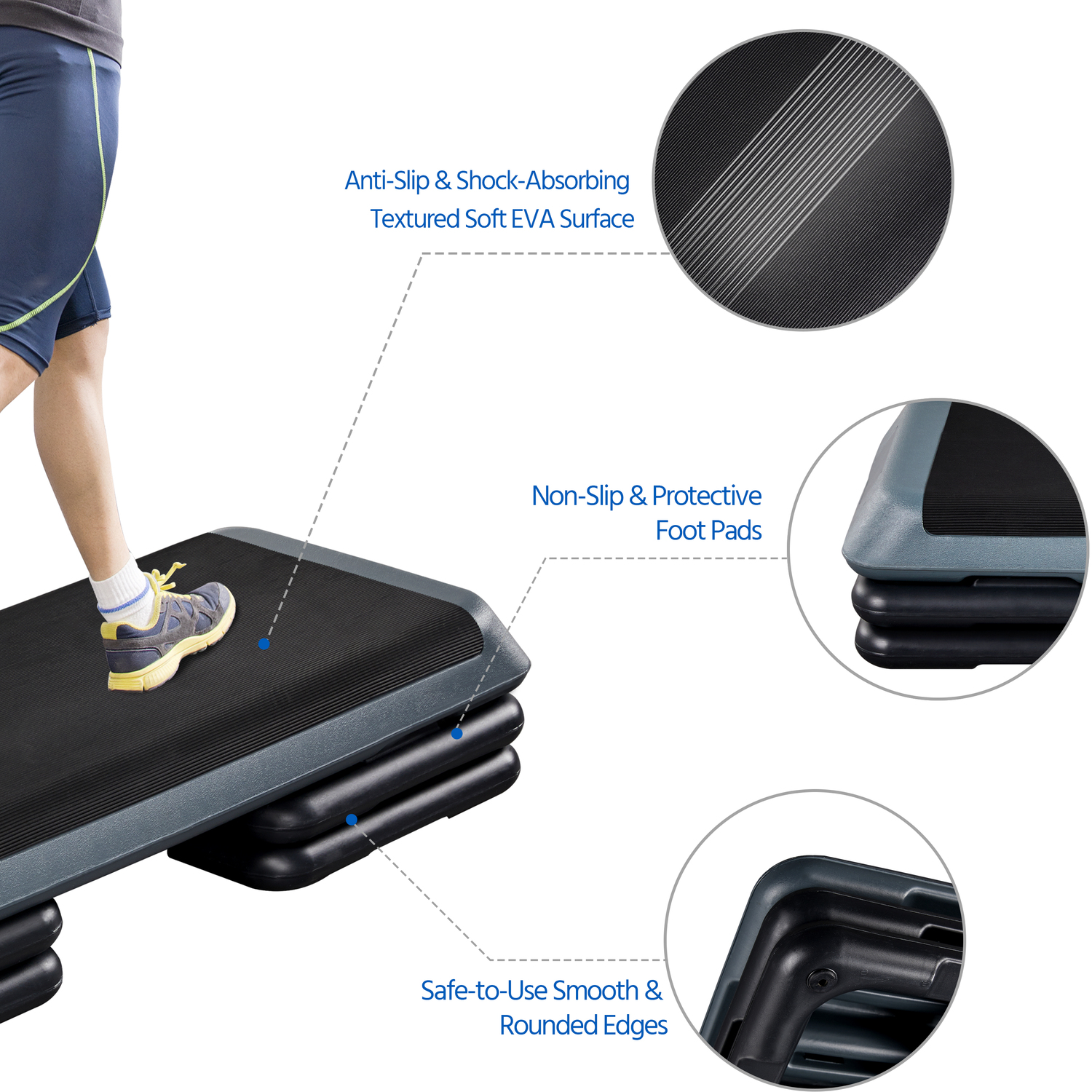 Adjustable Aerobic Stepper with Risers