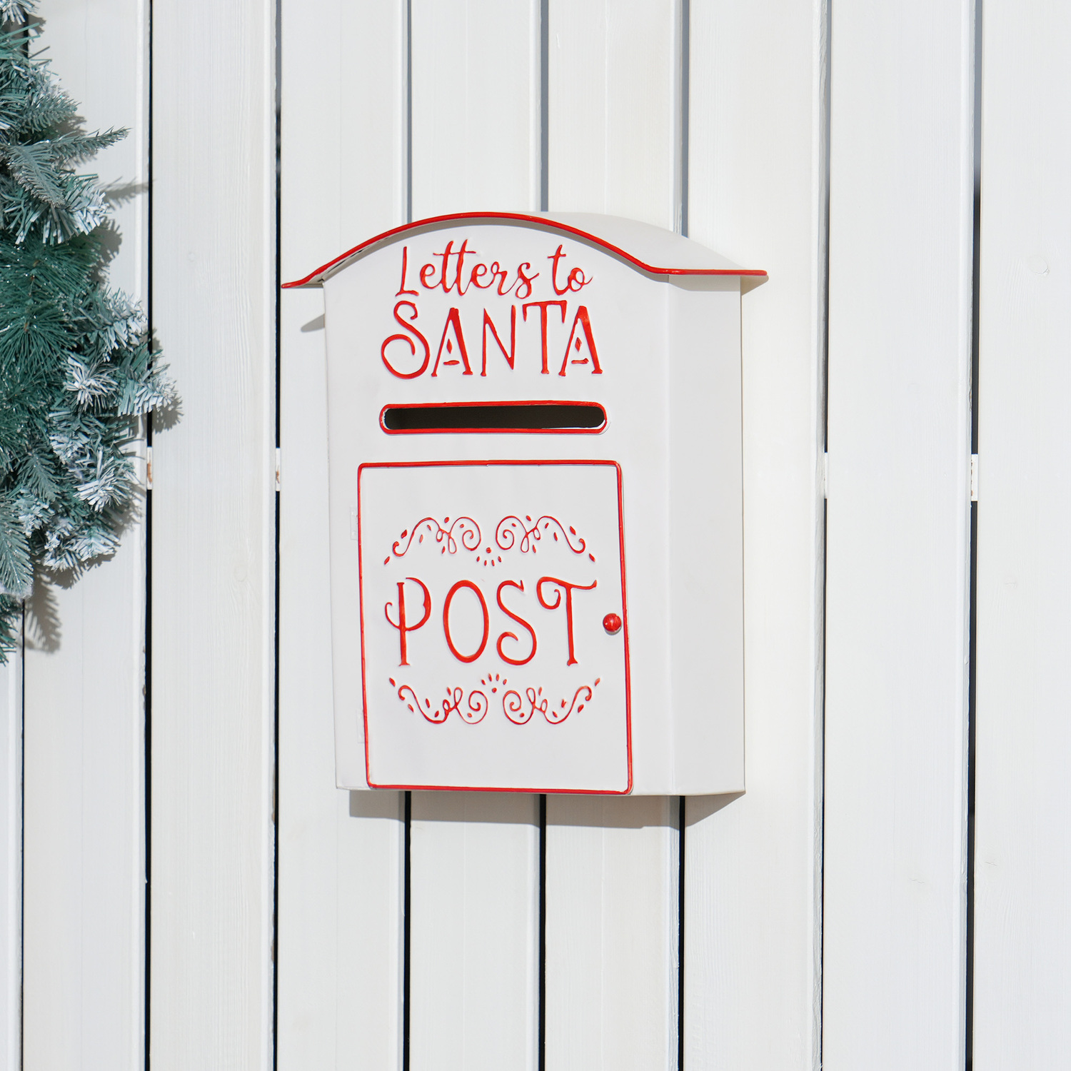 HOMCOM Christmas Post Box Wall Mounted Letters to Santa Mailbox