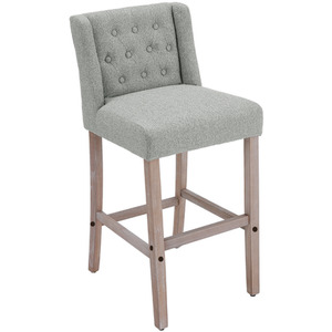 Set of 2 Modern Linen Tufted Bar Stool with Wood Legs