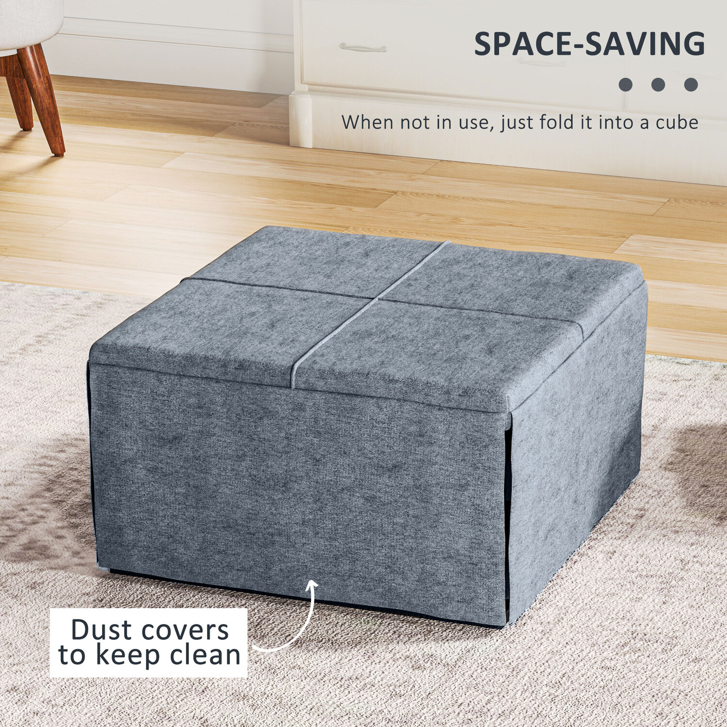 HOMCOM Single Folding Bed with Linen Sponge Mattress and Dust Cover