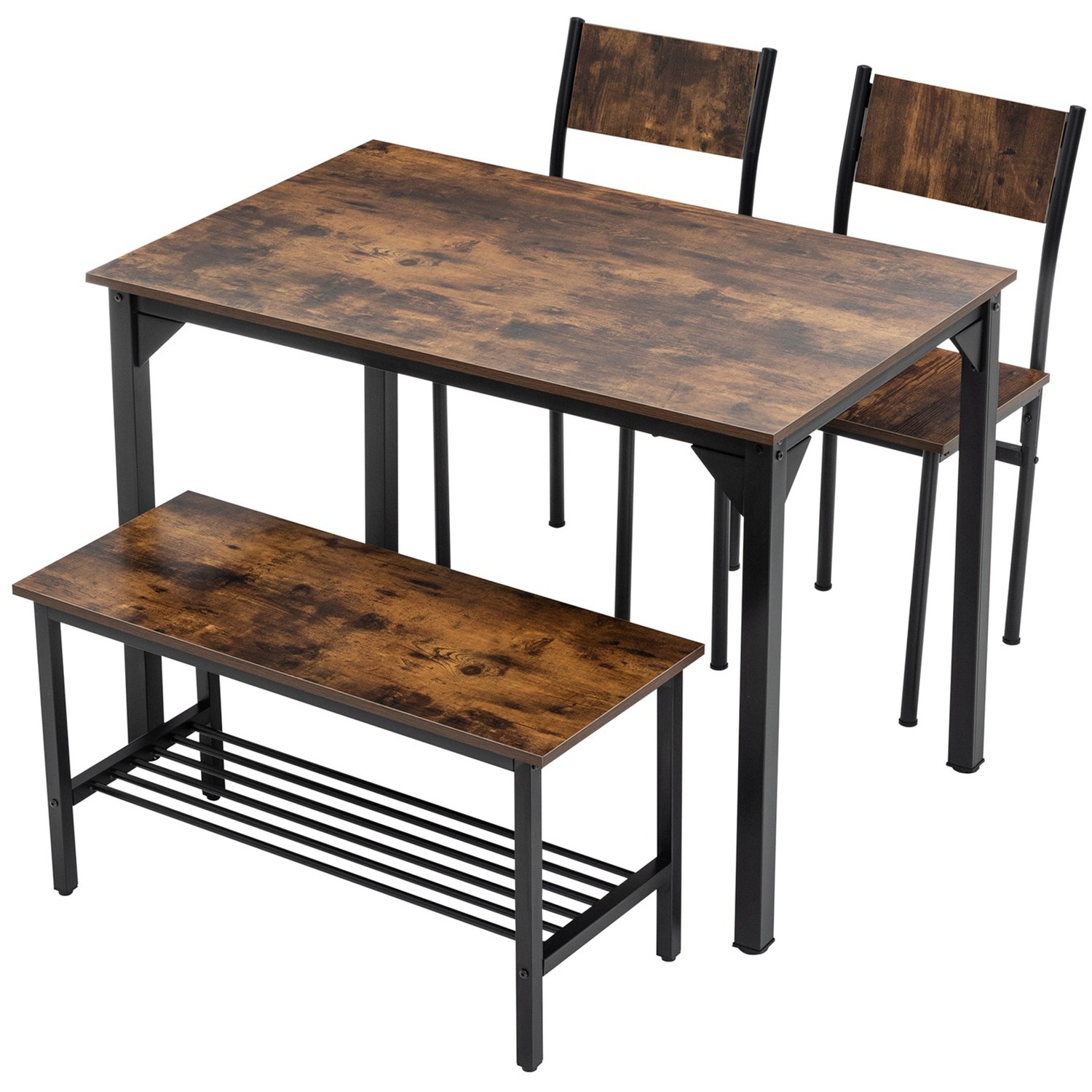 WestWood Compact Dining Table and 2 Chairs 1 Bench Set 4PCS Wooden ...
