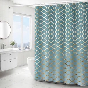 Foil Stamped Fish Scale Shower Curtain