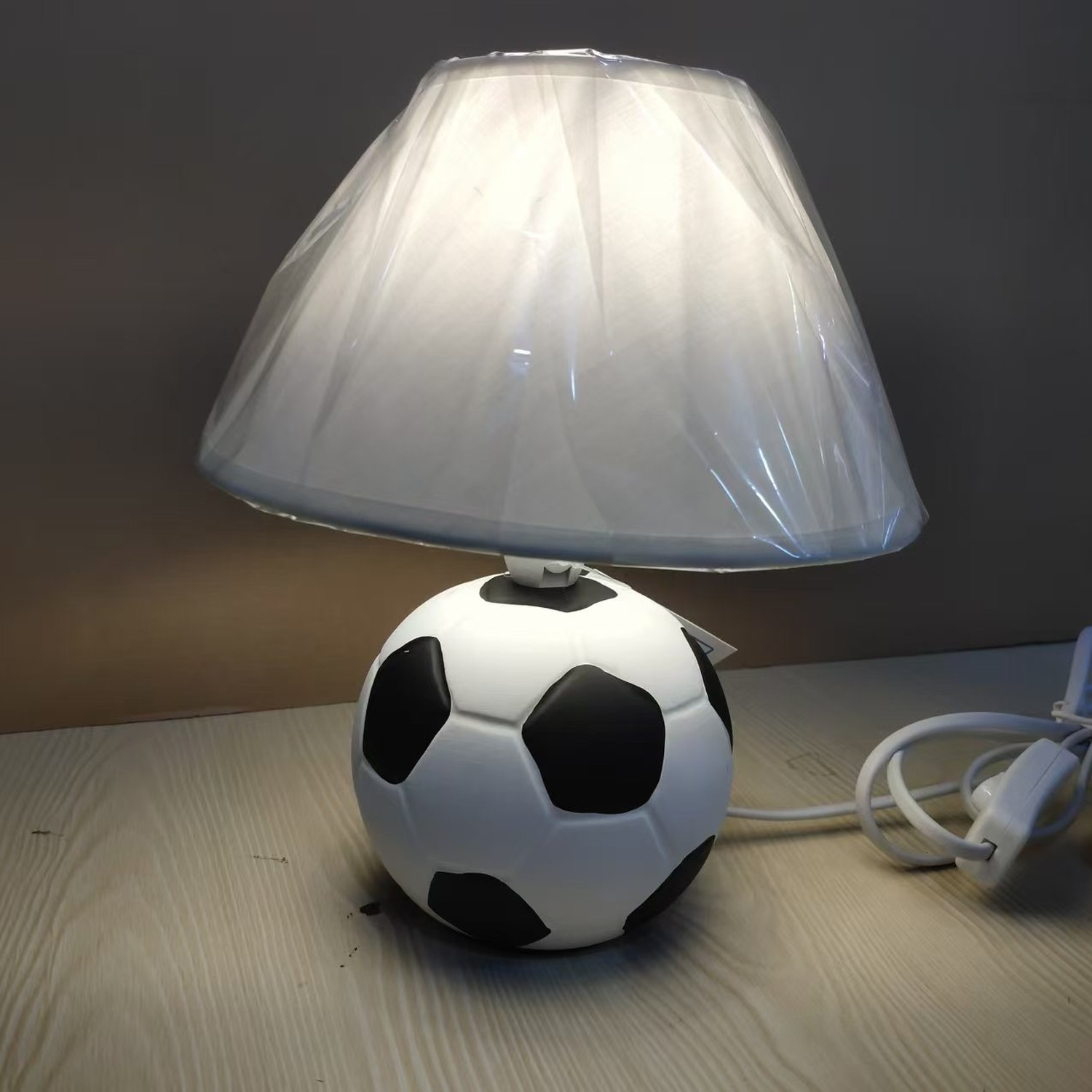 Ceramic Football Table Lamp with Shade