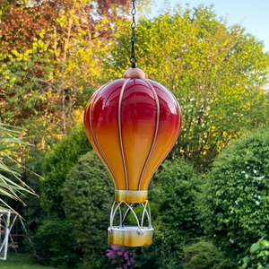 Flame Red Solar Hot Air Balloon Outdoor Hanging LED Light for Garden Patio